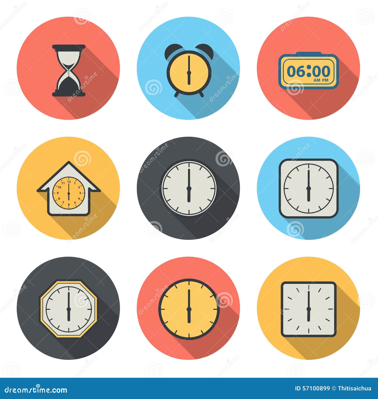Flat Circular Icon for Clock and Time Concept Stock Vector ...