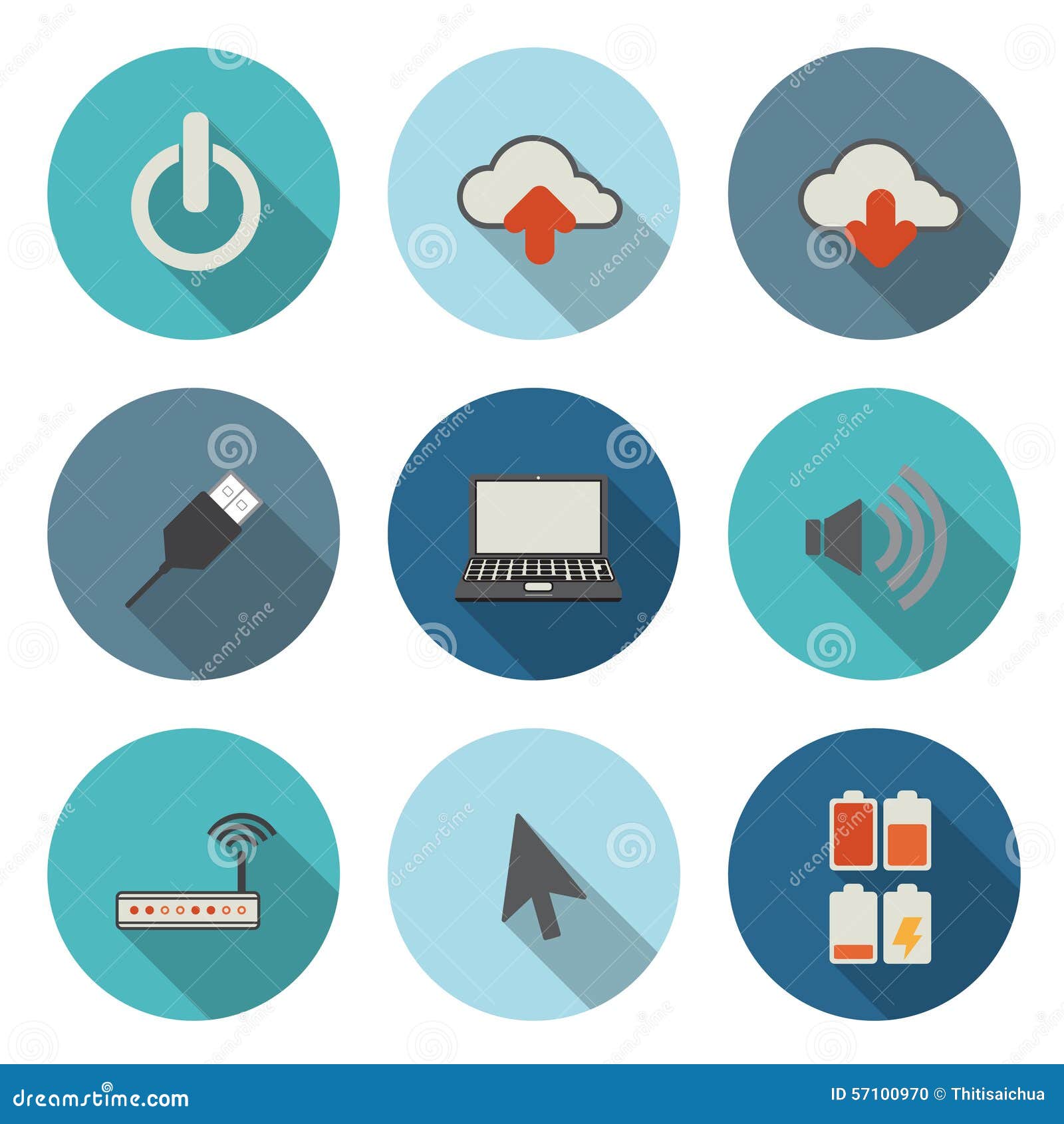 Flat Circular Icon for Internet Computer Technology Concept Stock ...