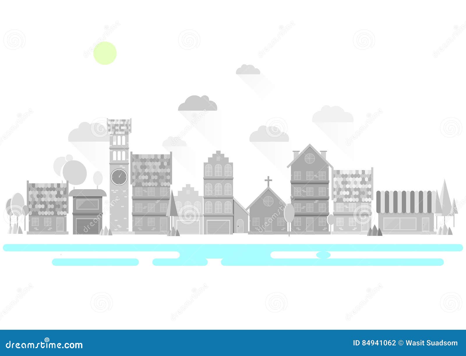 Flat city stock vector. Illustration of city, landscape - 84941062