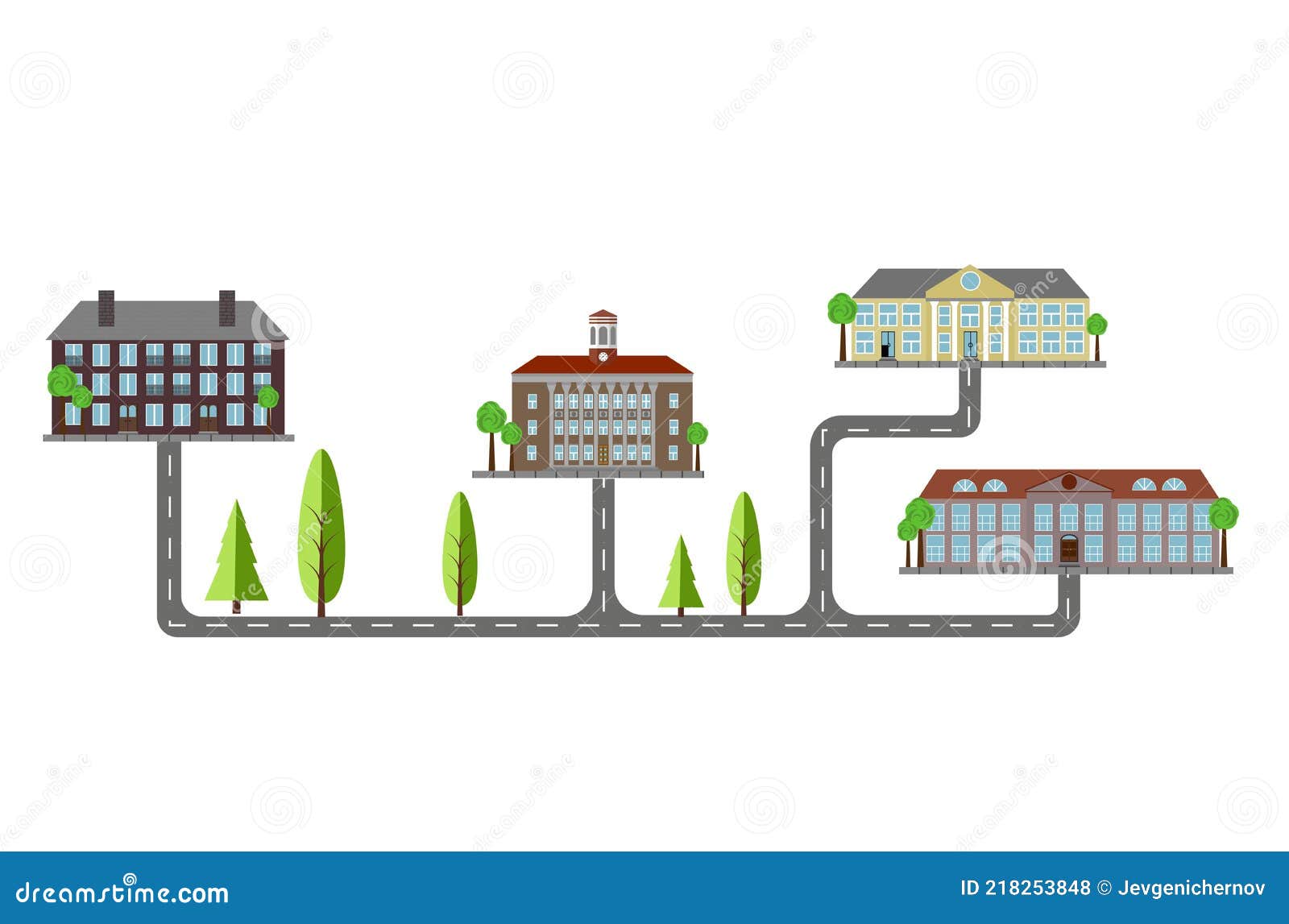 Flat City Infrastructure Set with Houses Isolated Stock Vector ...
