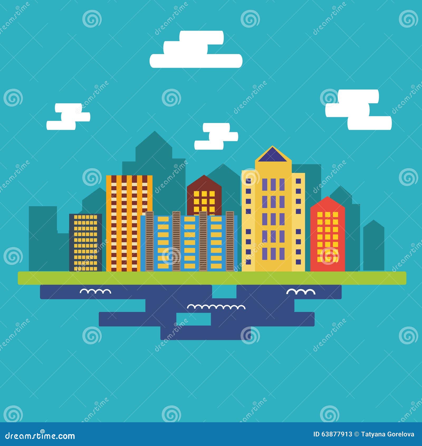 Flat city landscape stock vector. Illustration of information - 63877913