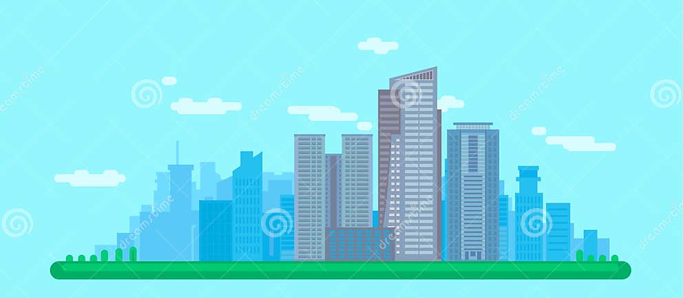 Flat Cityscape with Buildings Stock Vector - Illustration of apartment ...