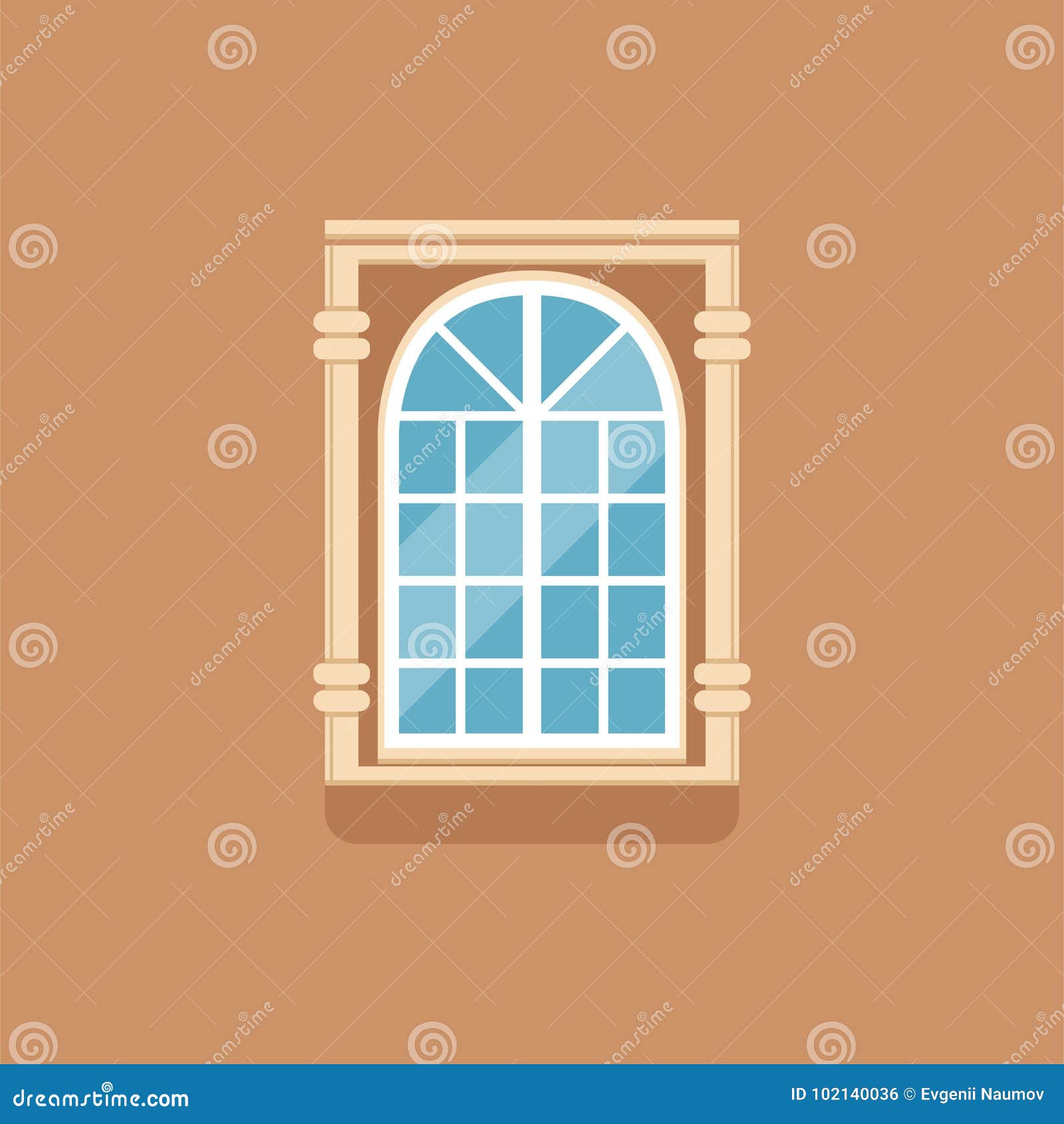 Arched Window, Bricks Cartoon Vector | CartoonDealer.com #8038827