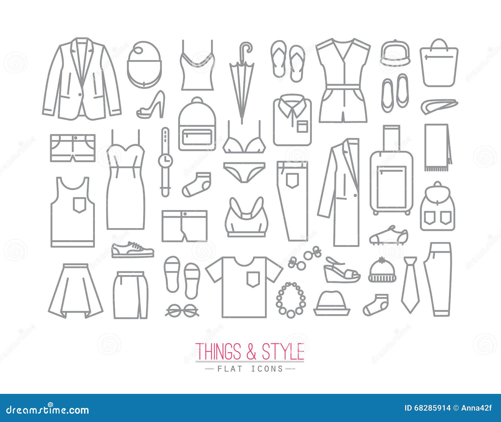 Clothes Set Icons In Flat Style. Big Collection Of Clothes Symbol ...
