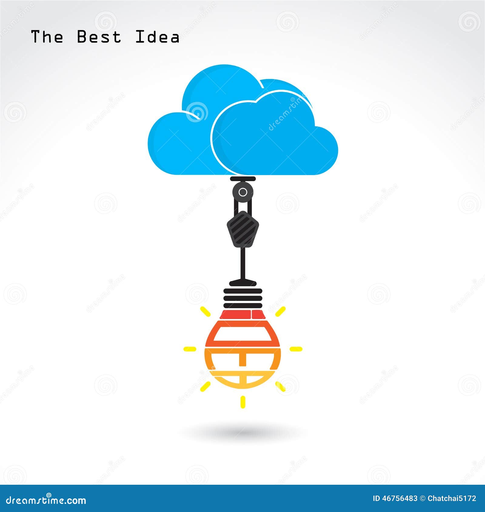 Flat Cloud Technology Computing and Creative Bulb Idea Concept. Stock Vector - Illustration of ...