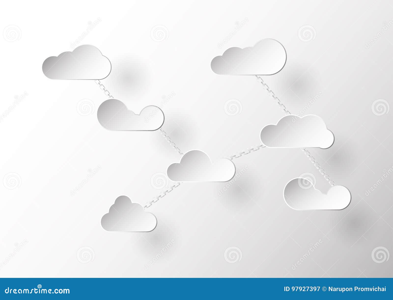 Flat Clouds Design with Chain. Stock Illustration - Illustration of ...
