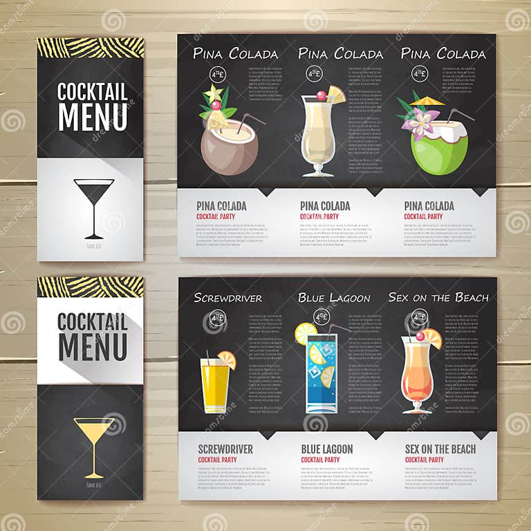 Flat Cocktail Menu Concept Design. Corporate Identity Stock Vector ...