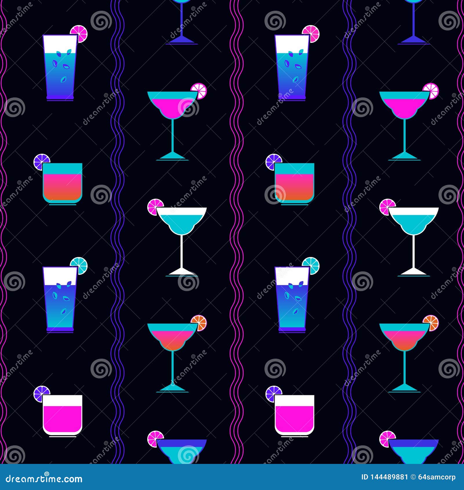 Alcohol Cocktails Flat Seamless Pattern Stock Illustration ...