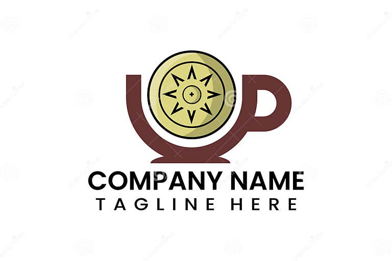 Flat Coffee Cup Shield Logo Icon Template Design Stock Illustration ...