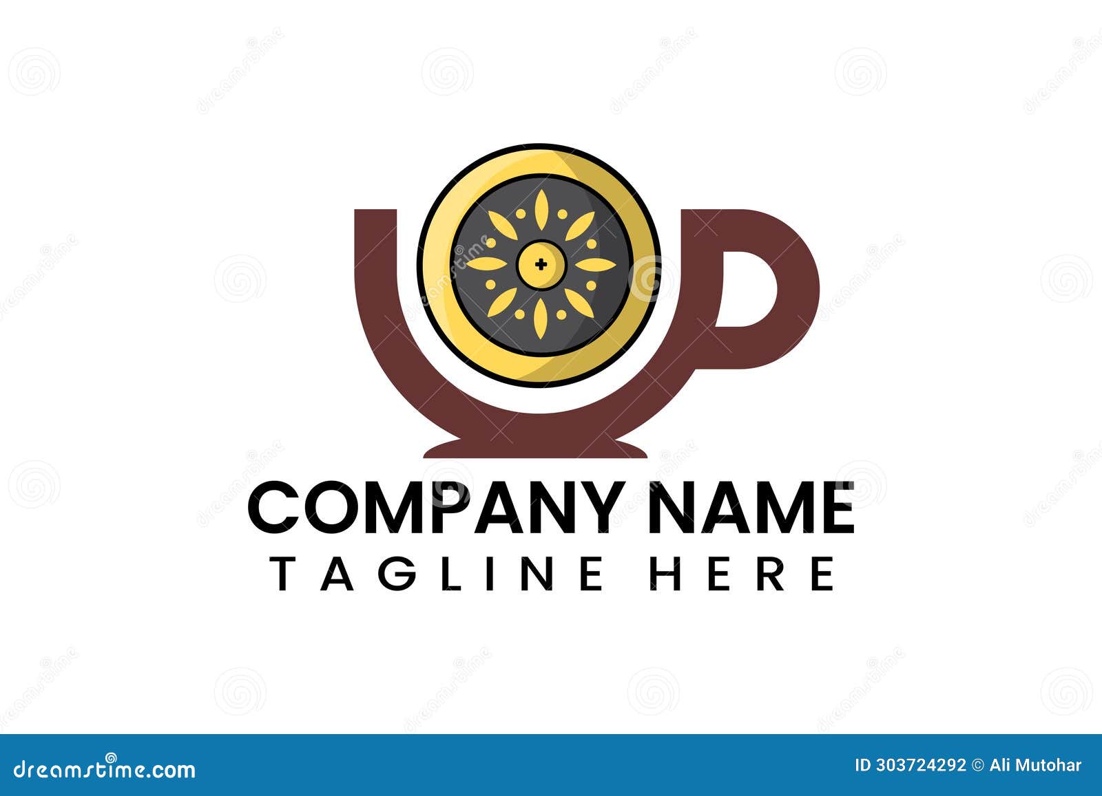 Flat Coffee Cup Shield Logo Icon Template Design Stock Illustration ...