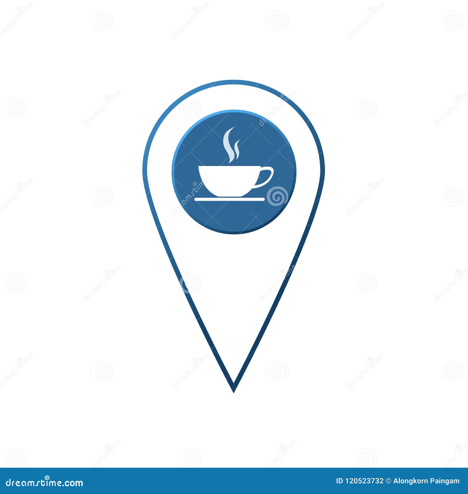 Flat Coffee Location Label Vector Design.check in Coffee Shop an Stock ...