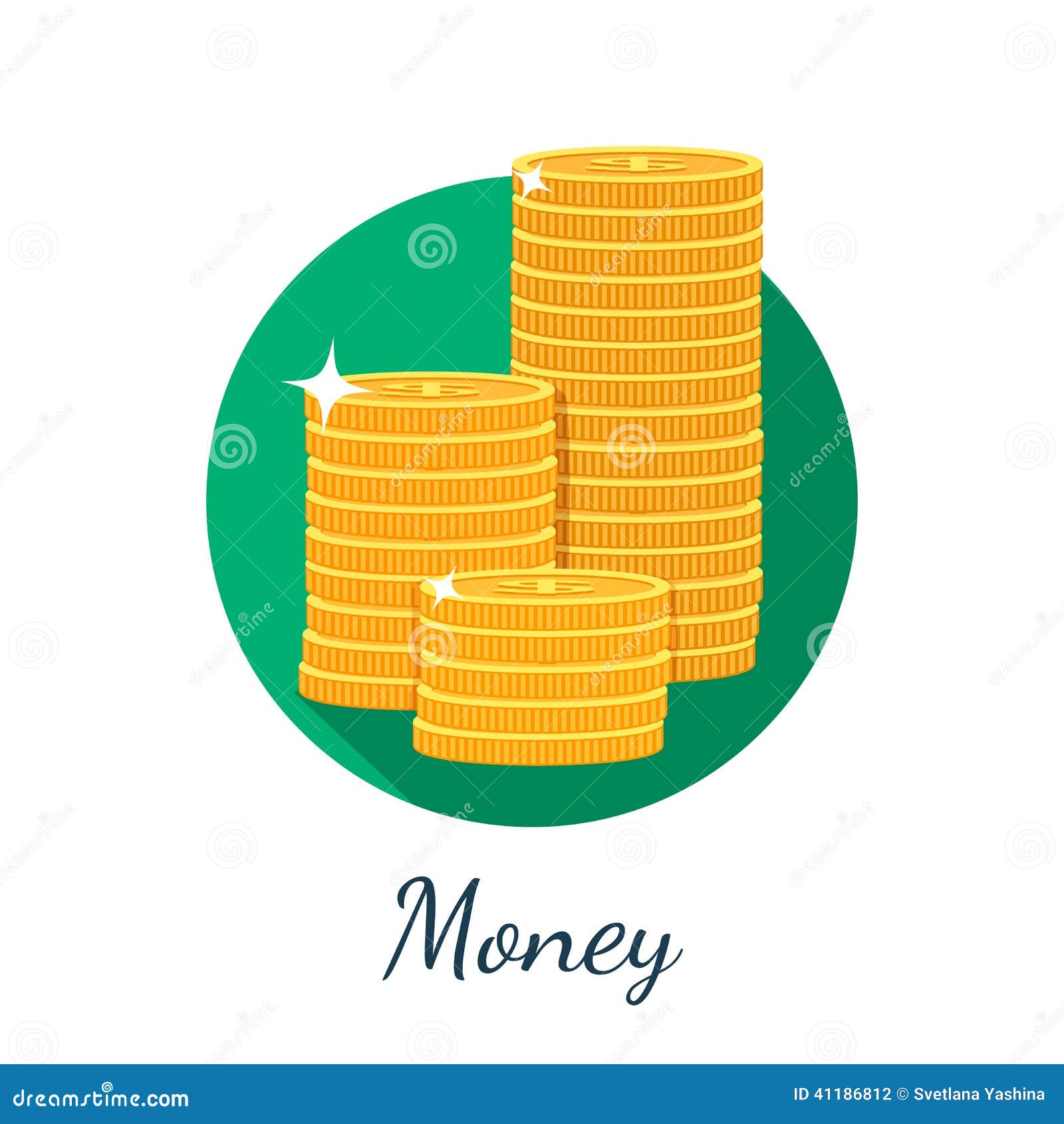 Flat coin icon stock vector. Illustration of earning - 41186812