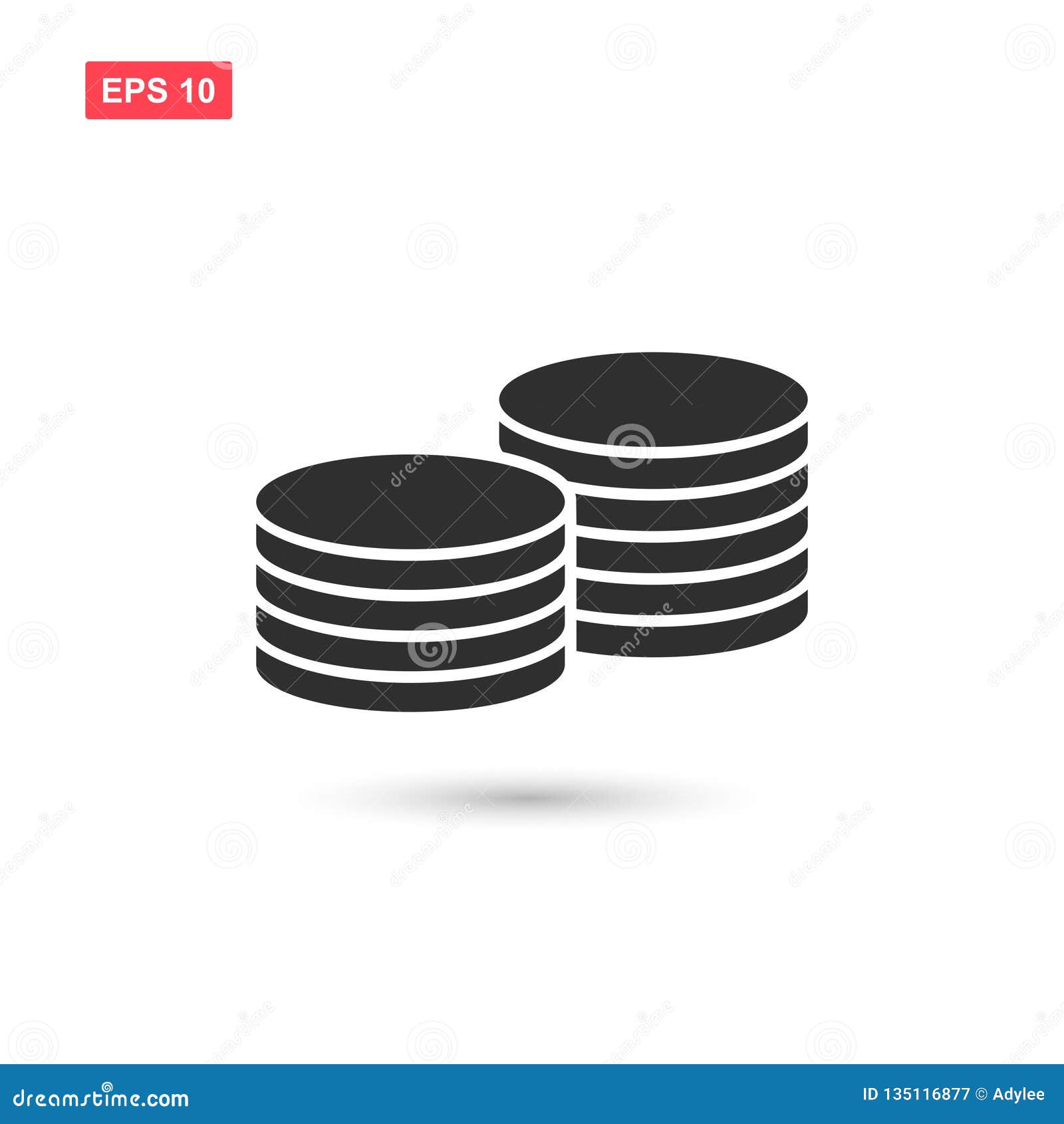 Flat Coins Icon Vector Design Isolated Stock Vector - Illustration of ...