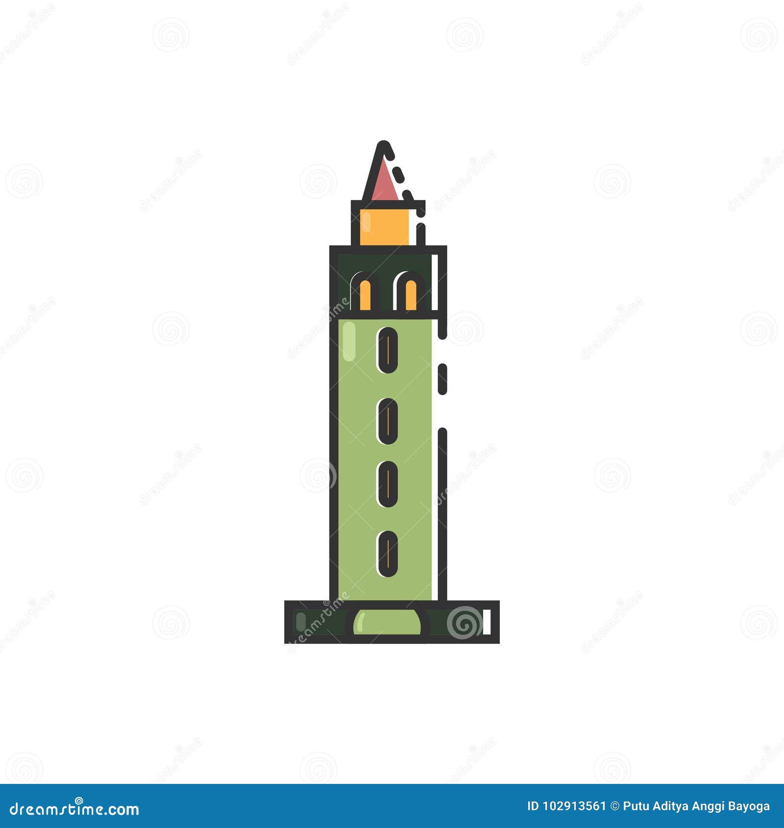 Flat Color Berkeley Tower Icon Stock Vector - Illustration of tour ...