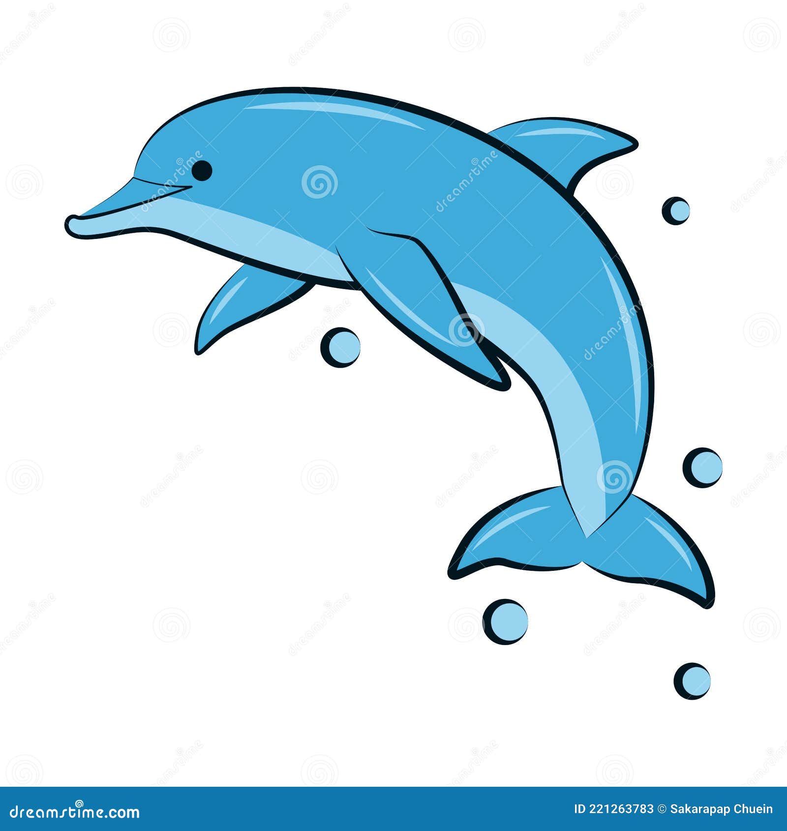 Flat Color of a Blue Dolphin Stock Vector - Illustration of children ...