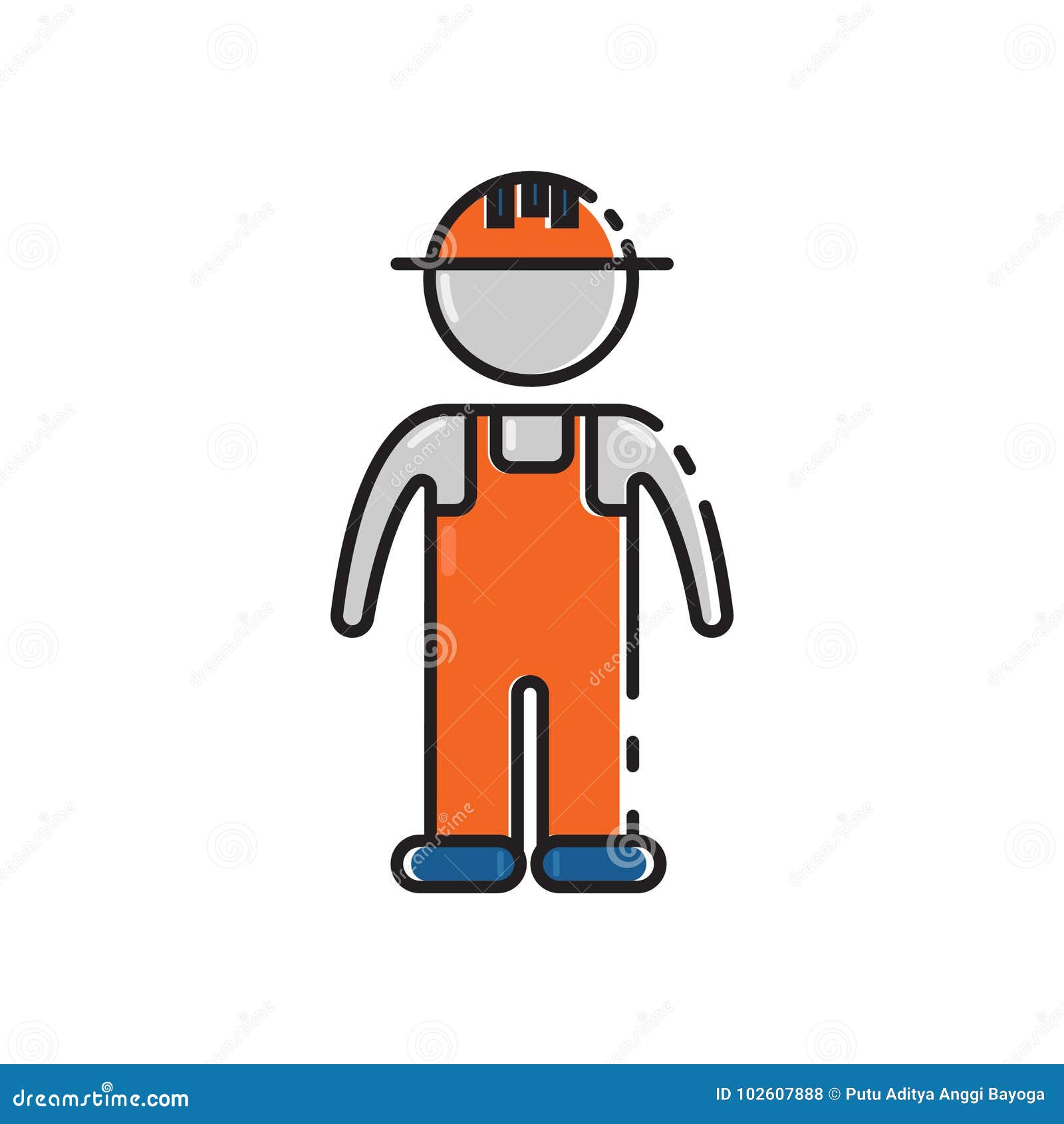 Flat Color Construction Worker Icon Stock Vector - Illustration of ...