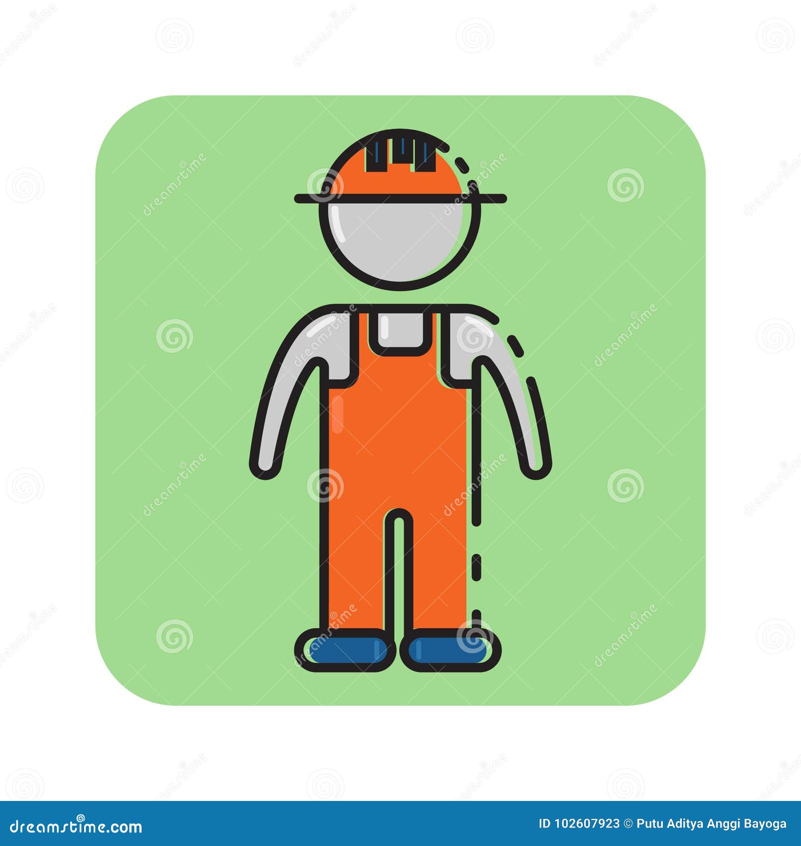 Flat Color Construction Worker Icon Stock Vector - Illustration of ...