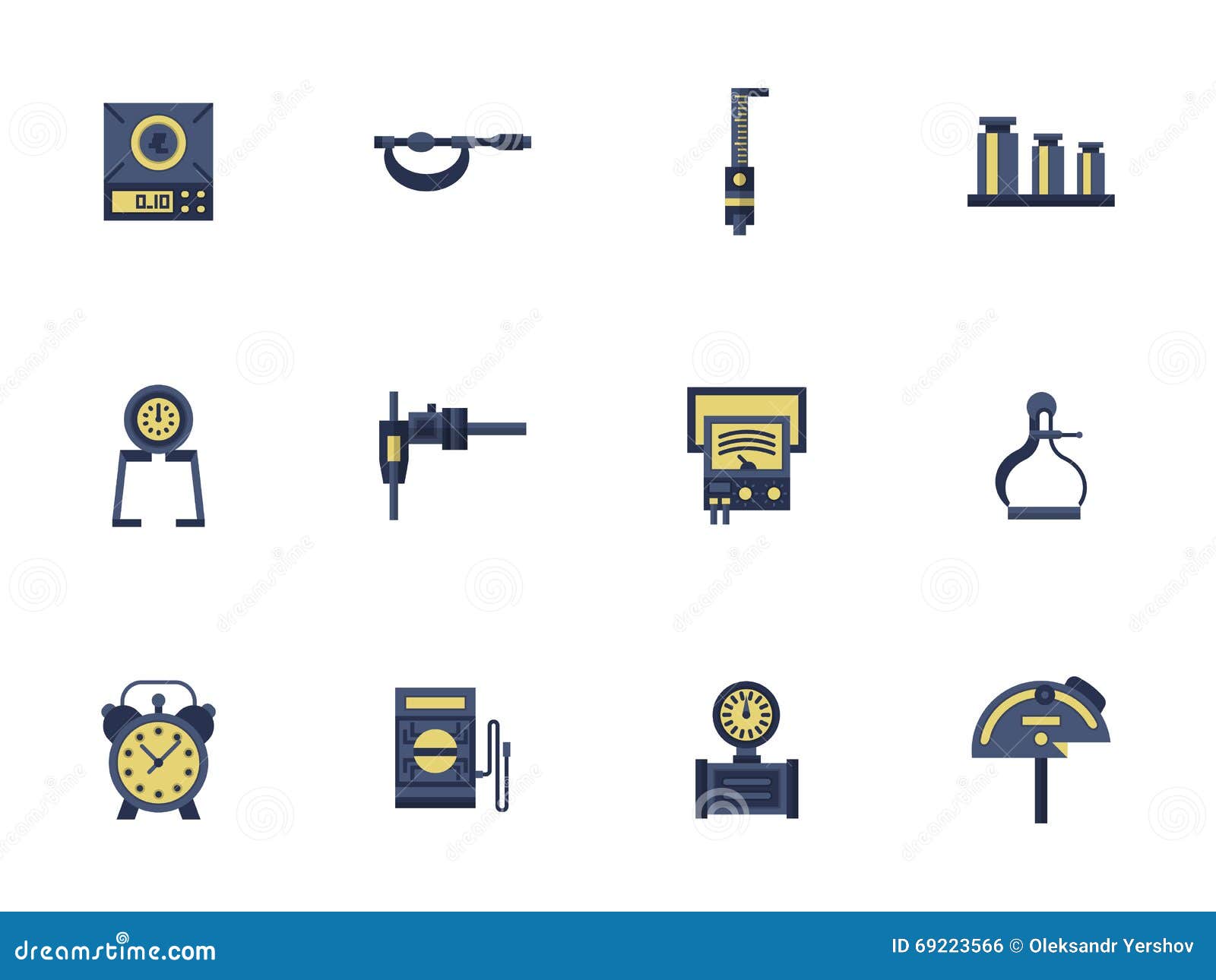 Flat Color Design Measuring Devices Icons Stock Illustration ...