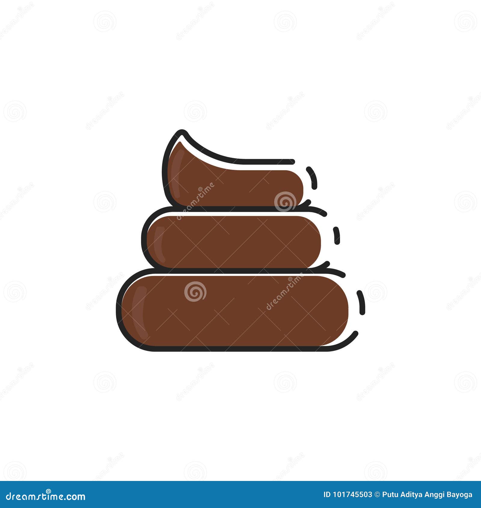 Flat color dog poop icon stock vector. Illustration of odor - 101745503