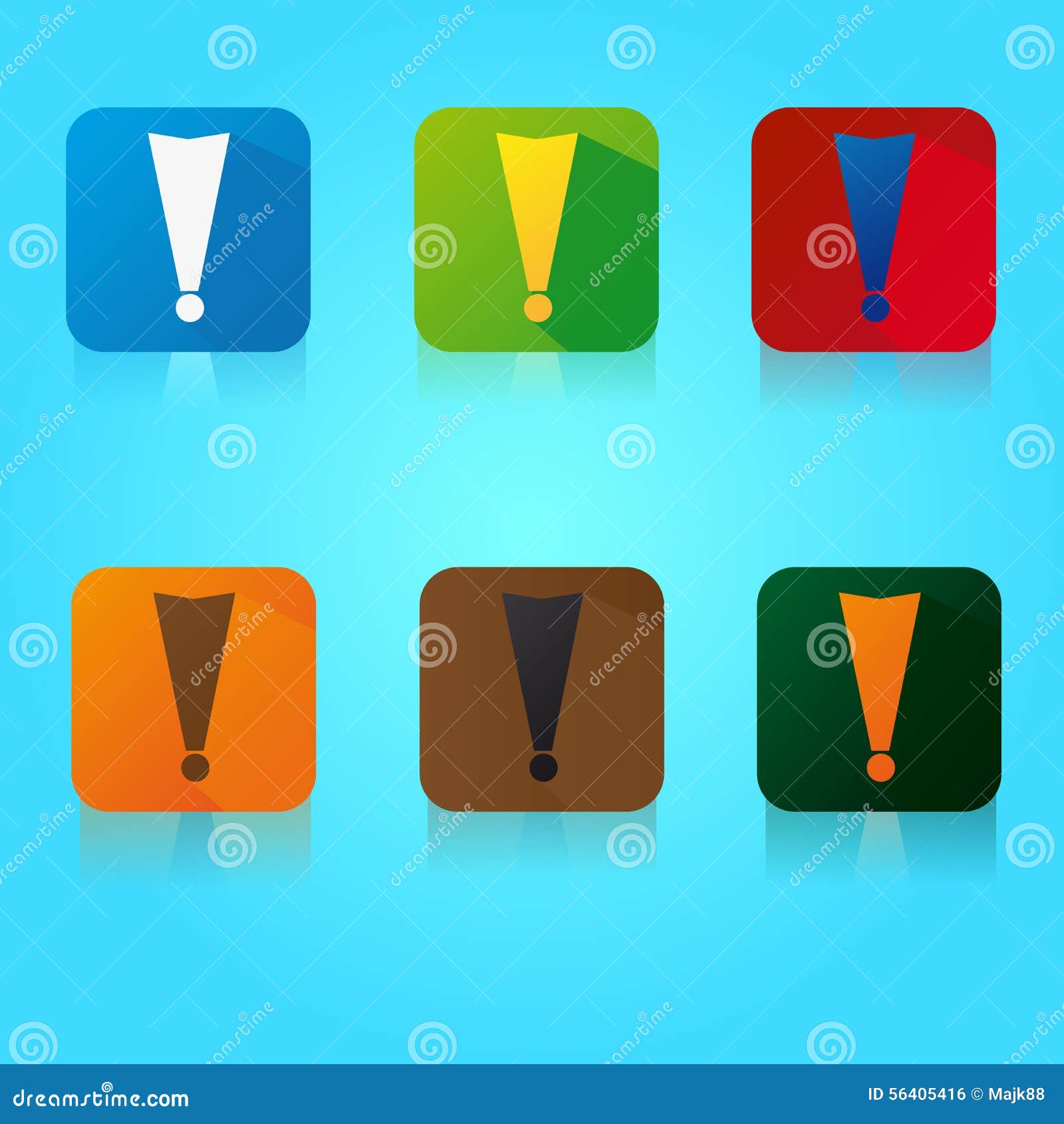 Flat Color Exclamation Mark Icon Stock Illustration - Illustration of ...