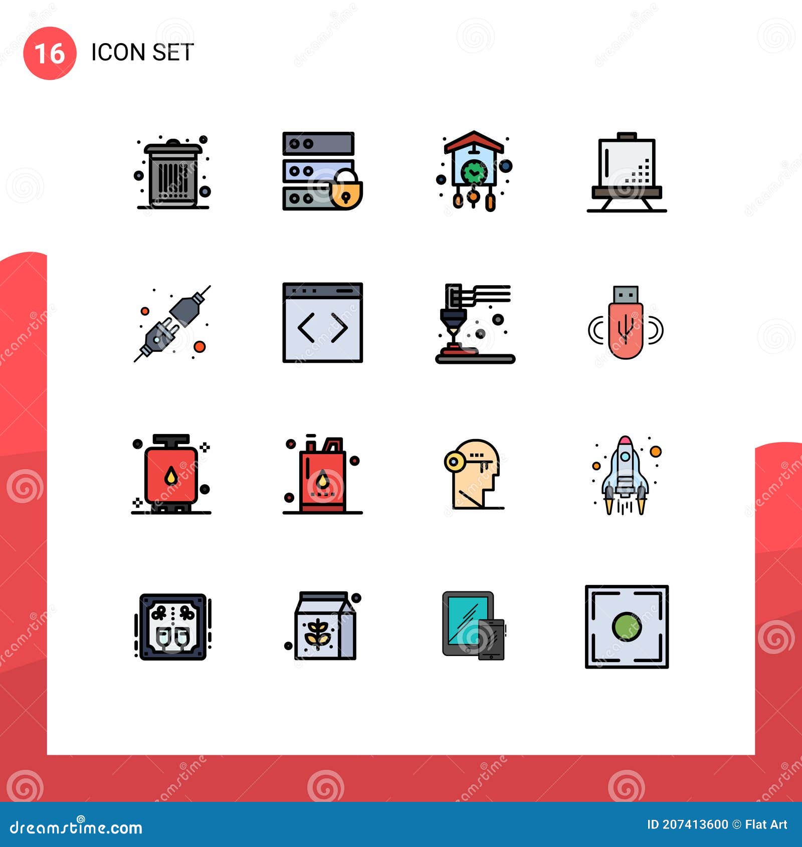 Set of 16 Modern UI Icons Symbols Signs for Paint, Design, Clock ...