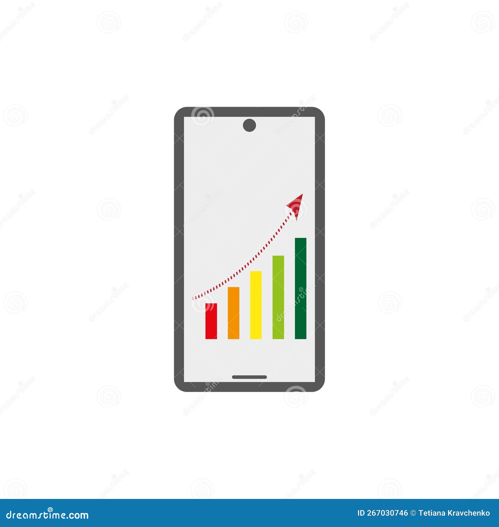 Flat Color Graph Phone Screen. Financial Data Technology Strategy ...