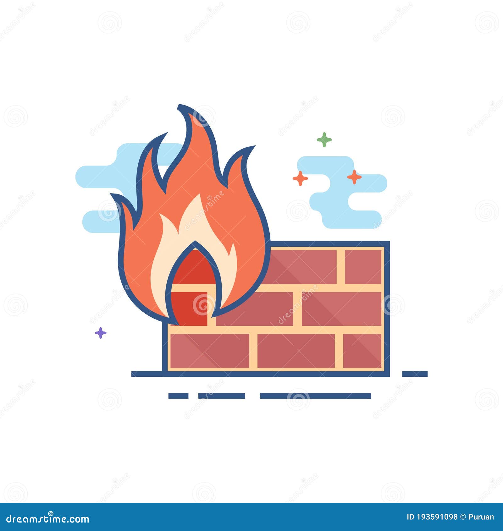 Flat Color Icon - Firewall stock vector. Illustration of information ...