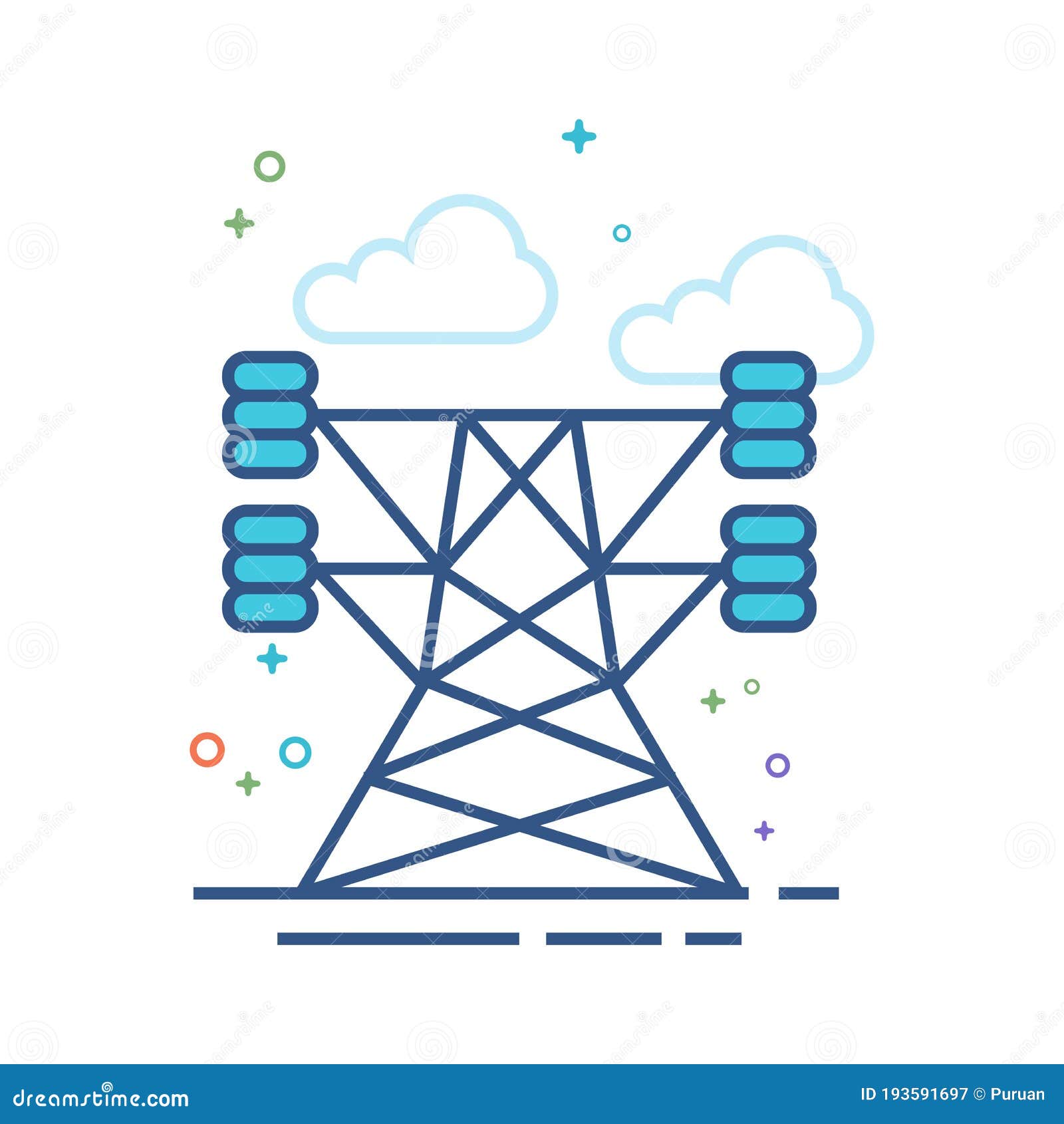Flat Color Icon - Pylon stock vector. Illustration of sign - 193591697
