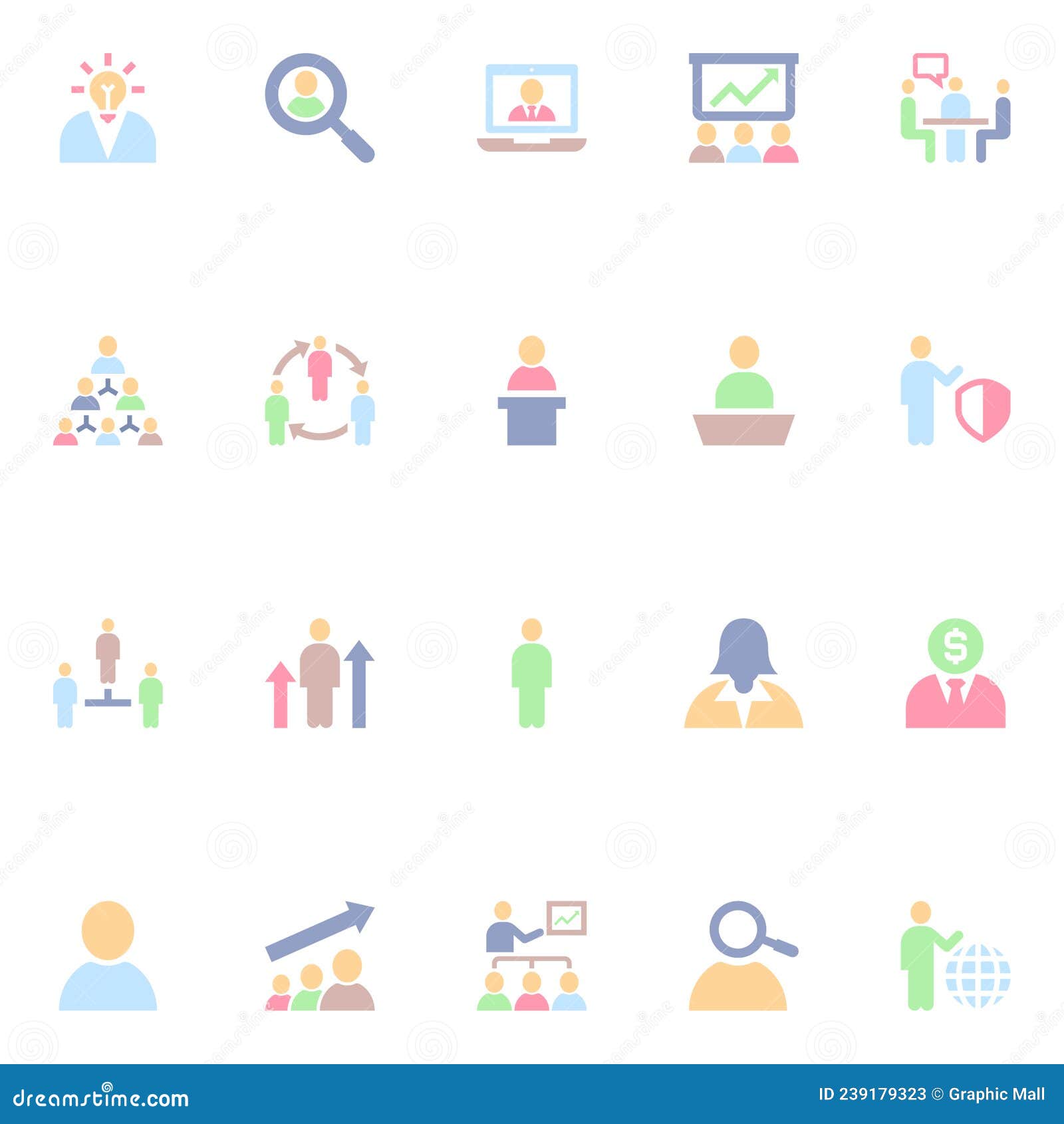Flat Color Icons for Human Resources. Stock Vector - Illustration of ...