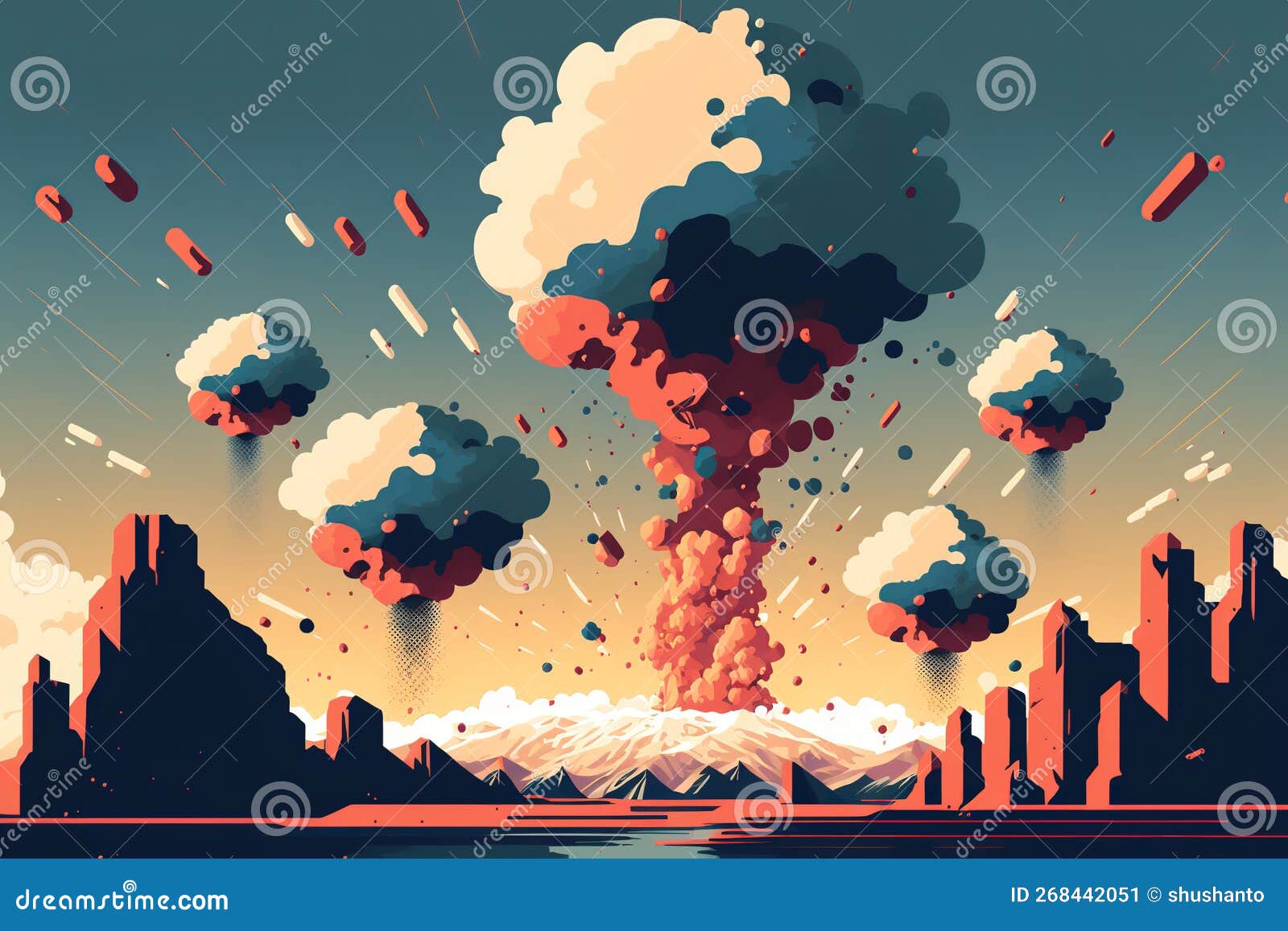 Flat Color Illustration of Particle Explosion Stock Illustration ...