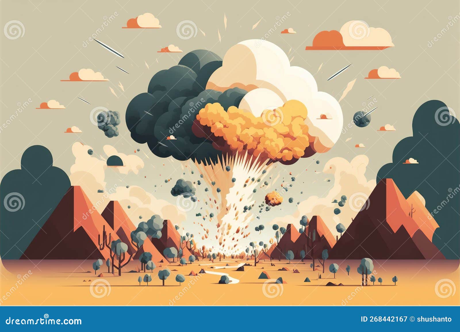Flat Color Illustration of Particle Explosion Stock Illustration ...