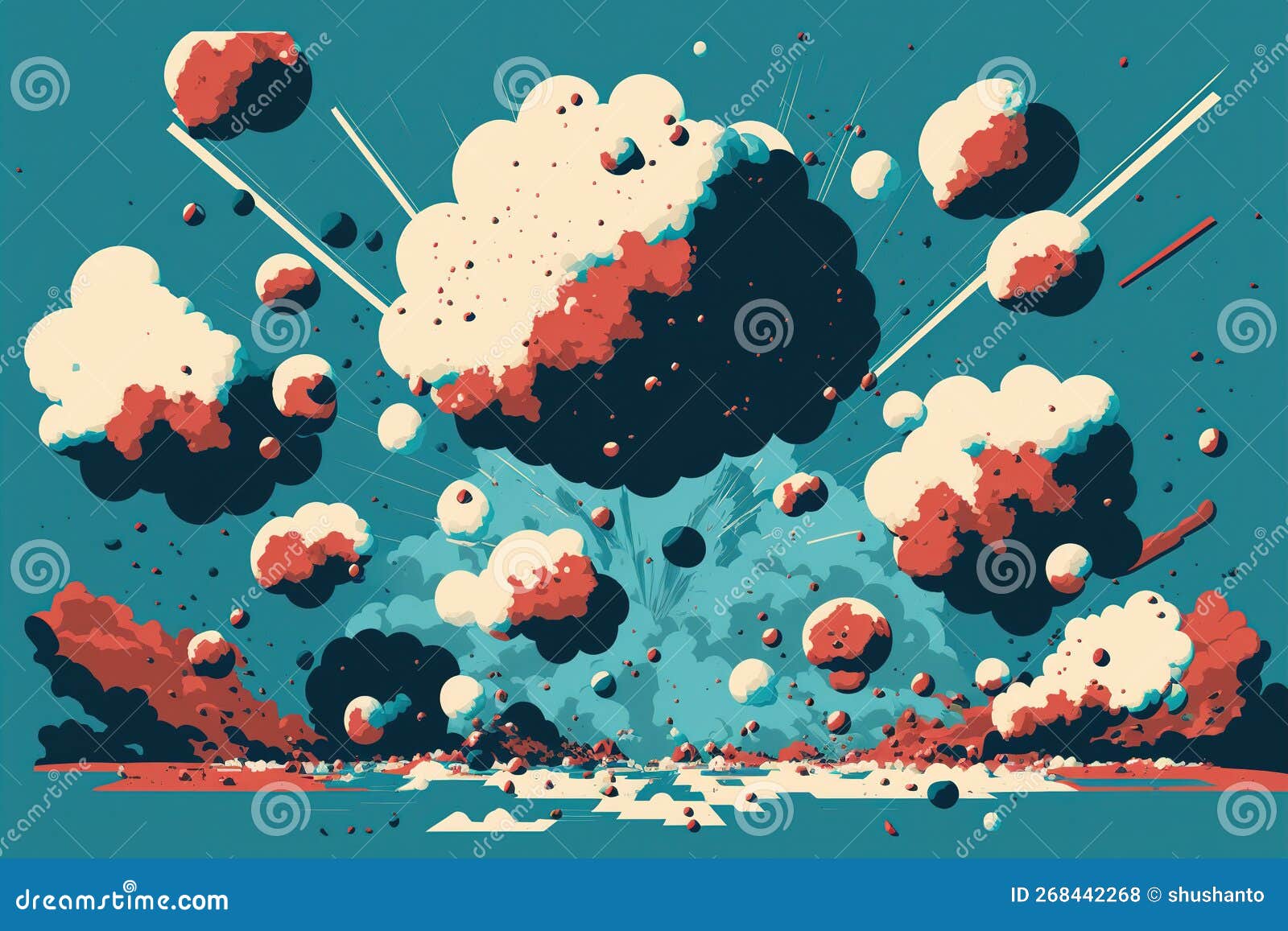 Flat Color Illustration of Particle Explosion Stock Illustration ...