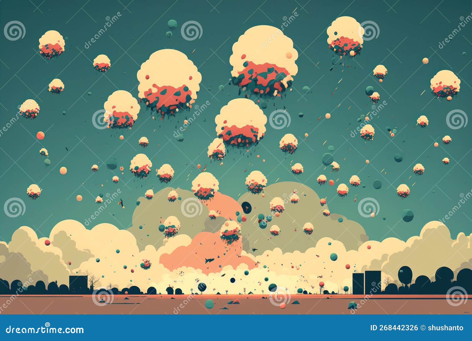Flat Color Illustration of Particle Explosion Stock Illustration ...