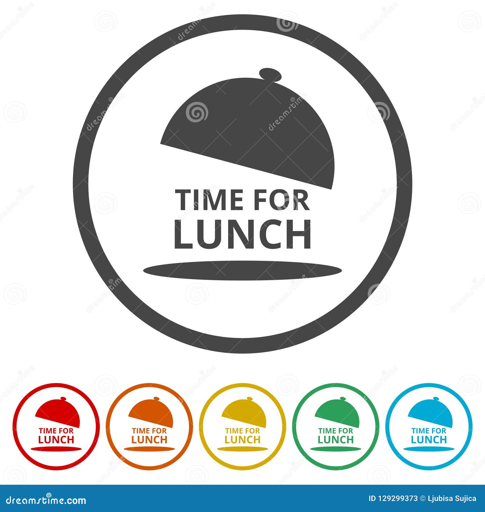 Flat color Lunch Time icon stock vector. Illustration of alert - 129299373