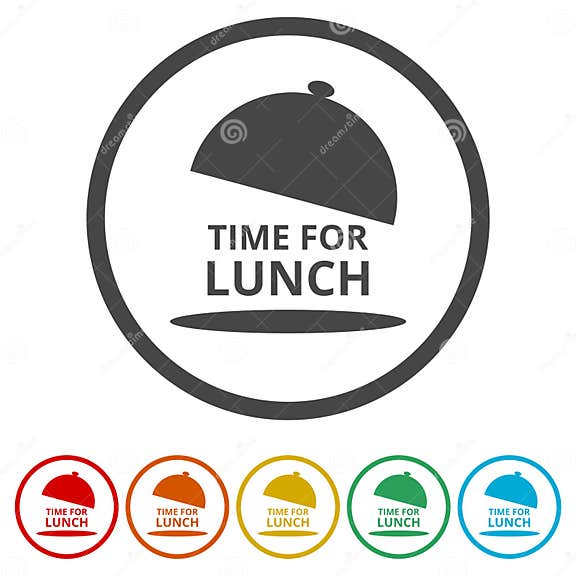 Flat color Lunch Time icon stock vector. Illustration of alert - 129299373