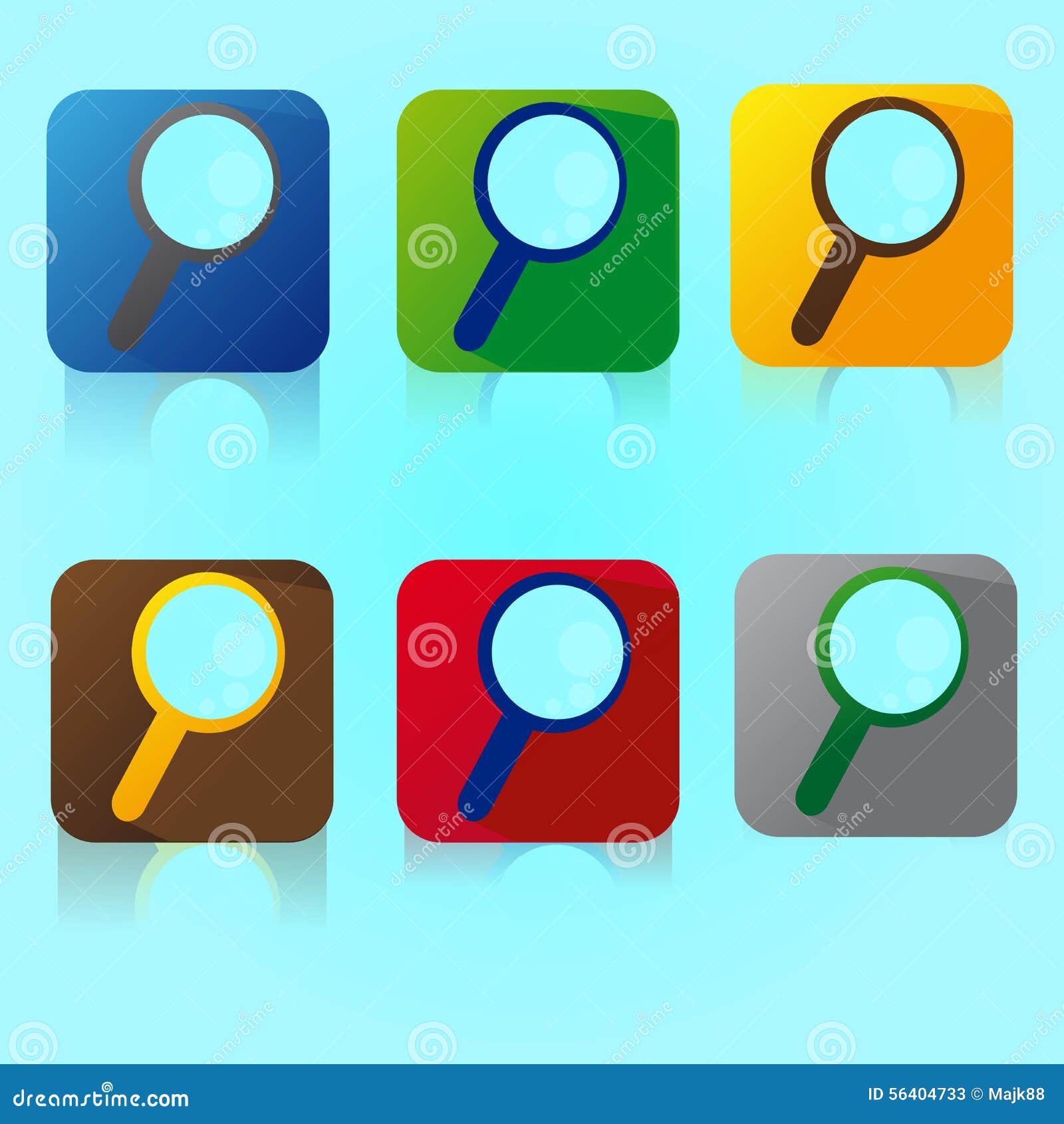 Flat Color Magnifying Glass Icon Stock Illustration - Illustration of ...