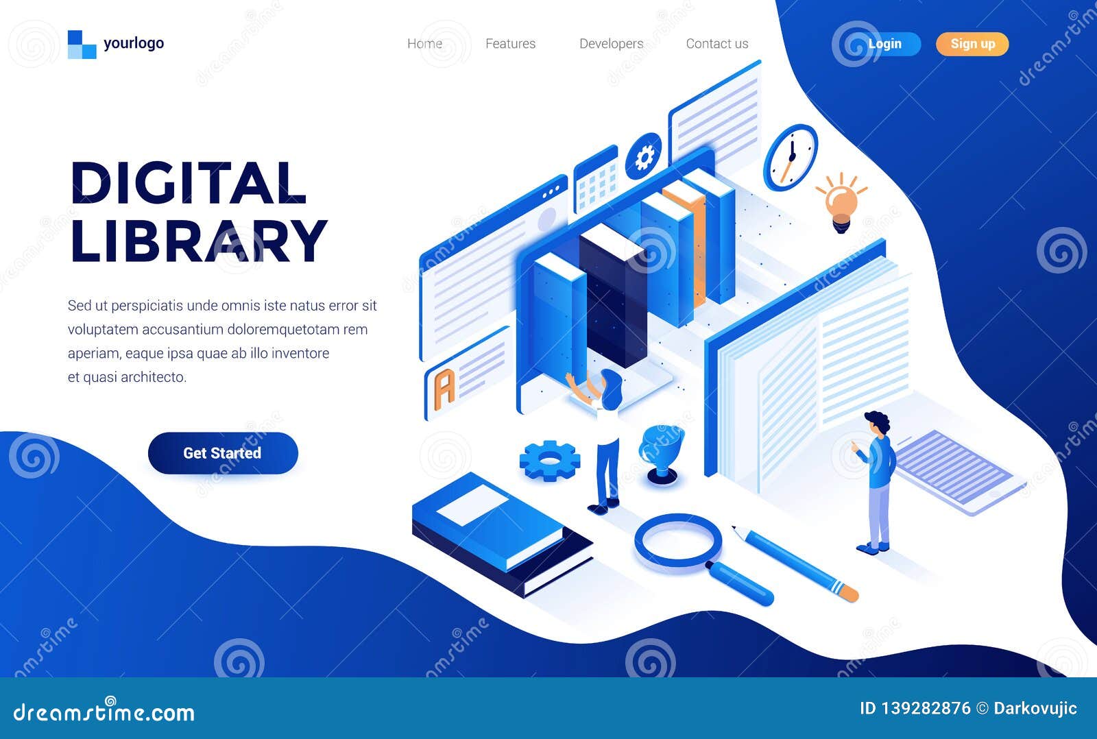 Flat Color Modern Isometric Concept Illustration - Digital Library ...