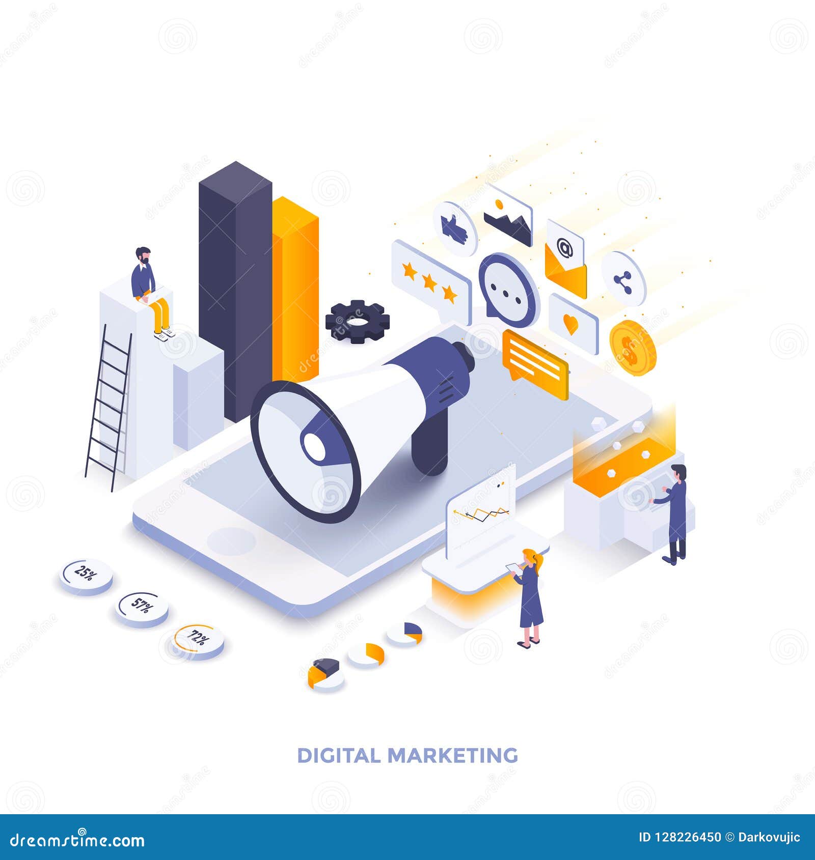 Flat Color Modern Isometric Illustration Design - Digital Market Stock ... Flat Color Modern Isometric Illustration Design - Digital Market Stock ...