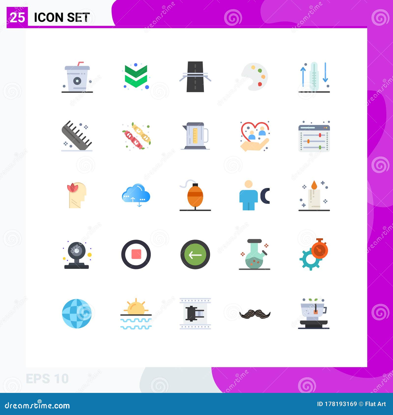 Group of 25 Flat Colors Signs and Symbols for Drop, Tools, Bridge ...