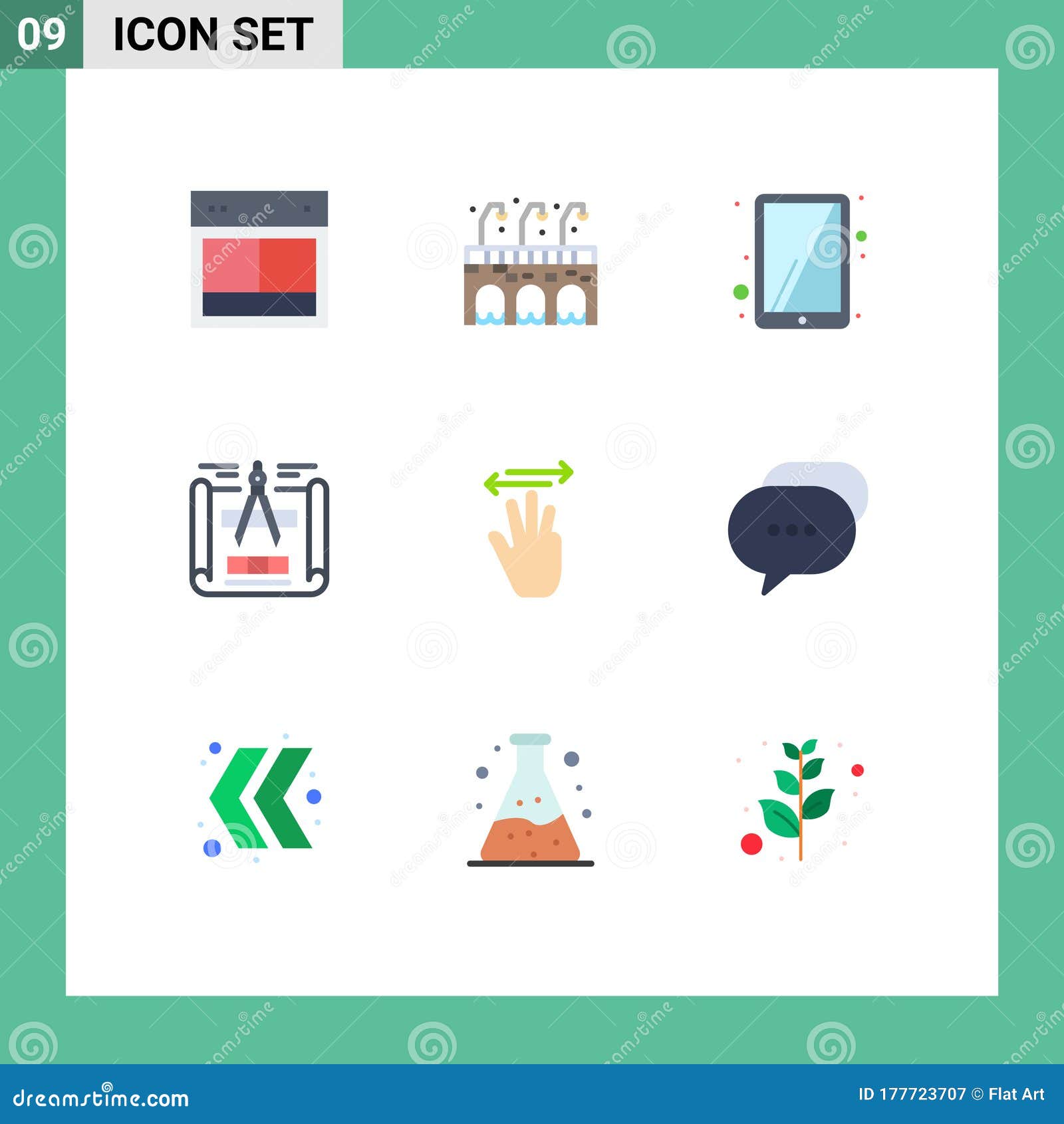 Flat Color Pack Of 9 Universal Symbols Of Left, Hand Cursor, Ipad, Hand ...