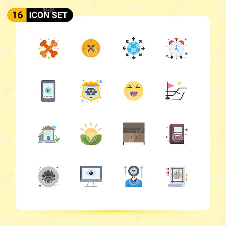 Stock Vector Icon Pack Of 16 Line Signs And Symbols For Phone