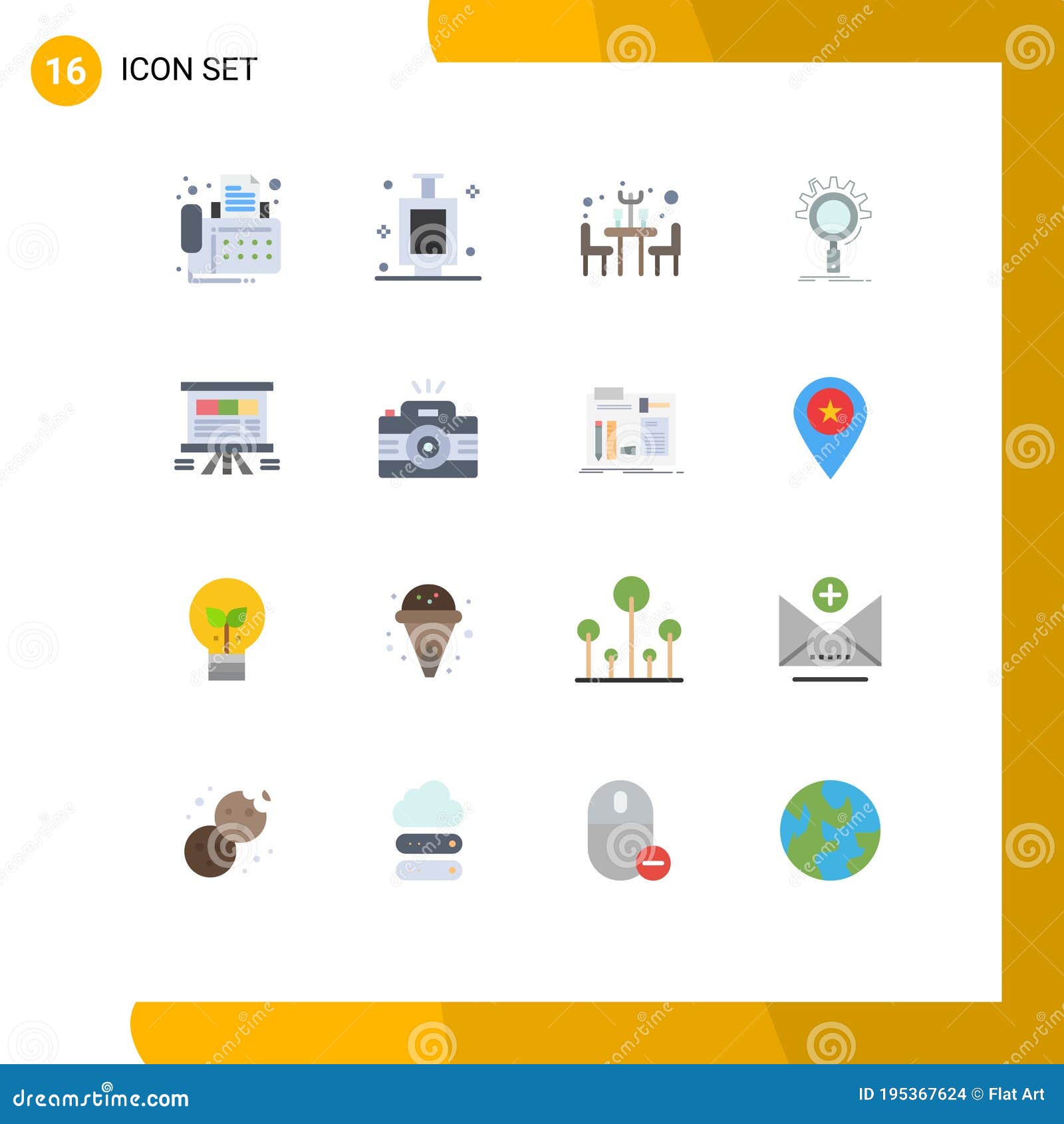 Pack of 16 Modern Flat Colors Signs and Symbols for Web Print Media ...