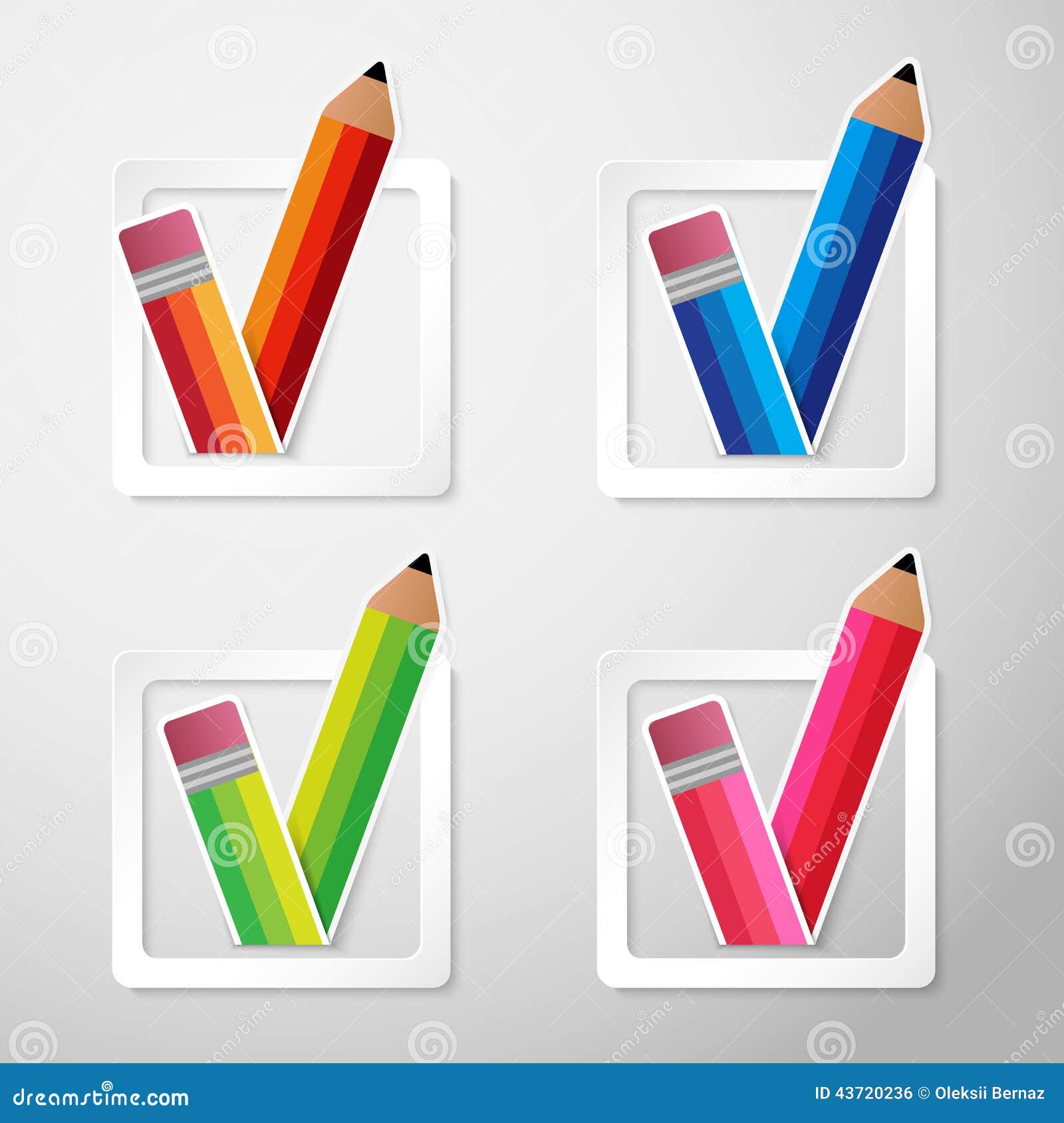 Flat Color Paper Pencils Check Box Vector Stock Illustration ...