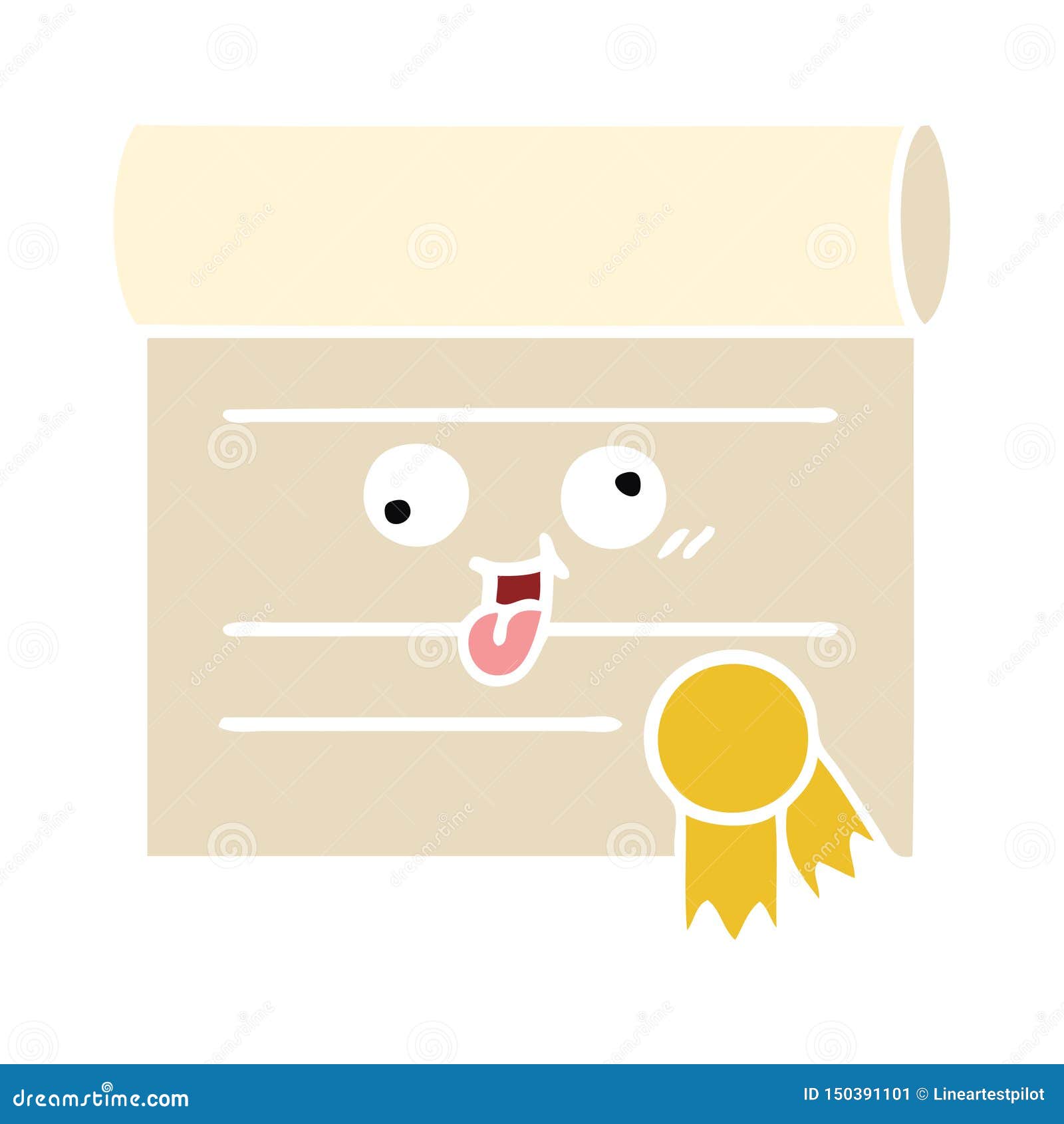 Flat Color Retro Cartoon of a Certificate Stock Vector - Illustration ...