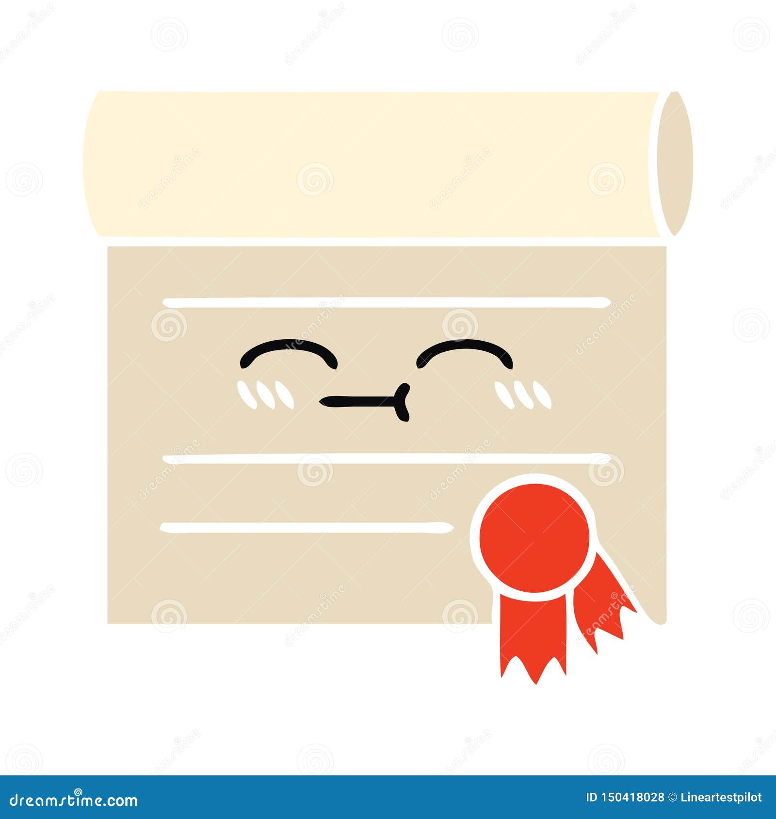Flat Color Retro Cartoon of a Certificate Stock Vector - Illustration ...