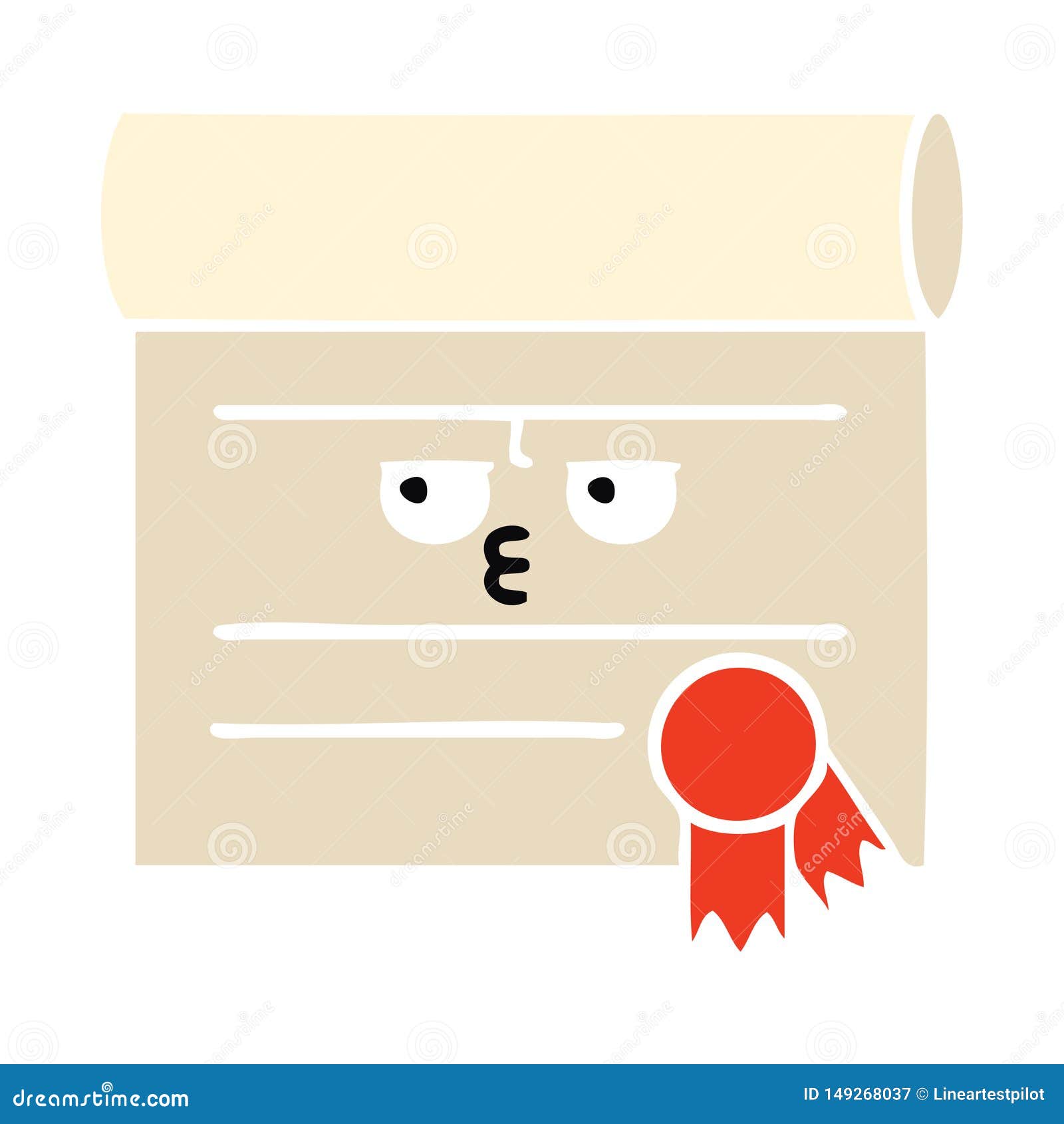 Flat Color Retro Cartoon Certificate Stock Vector - Illustration of ...