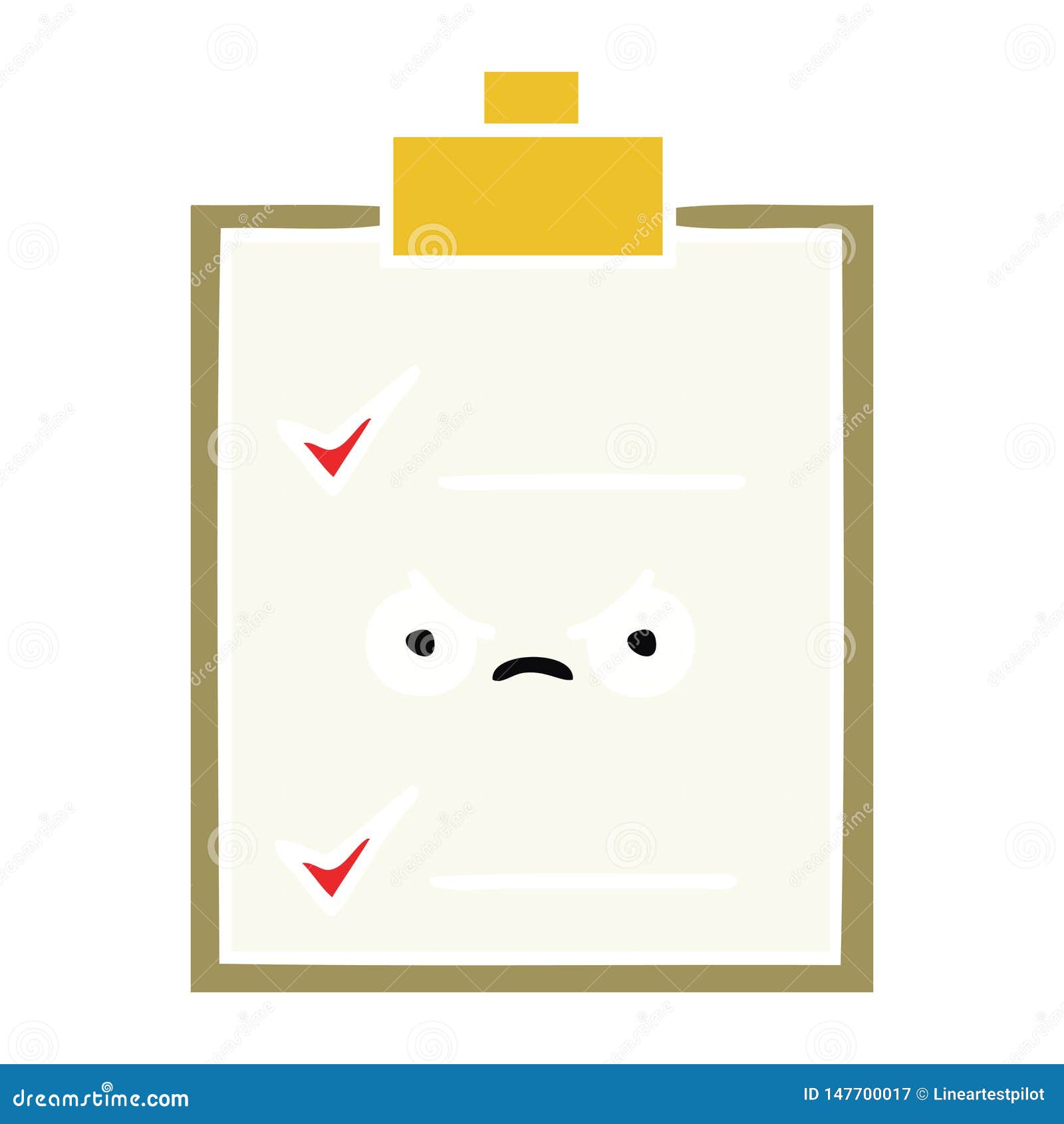 Flat Color Retro Cartoon Check List Stock Vector - Illustration of ...