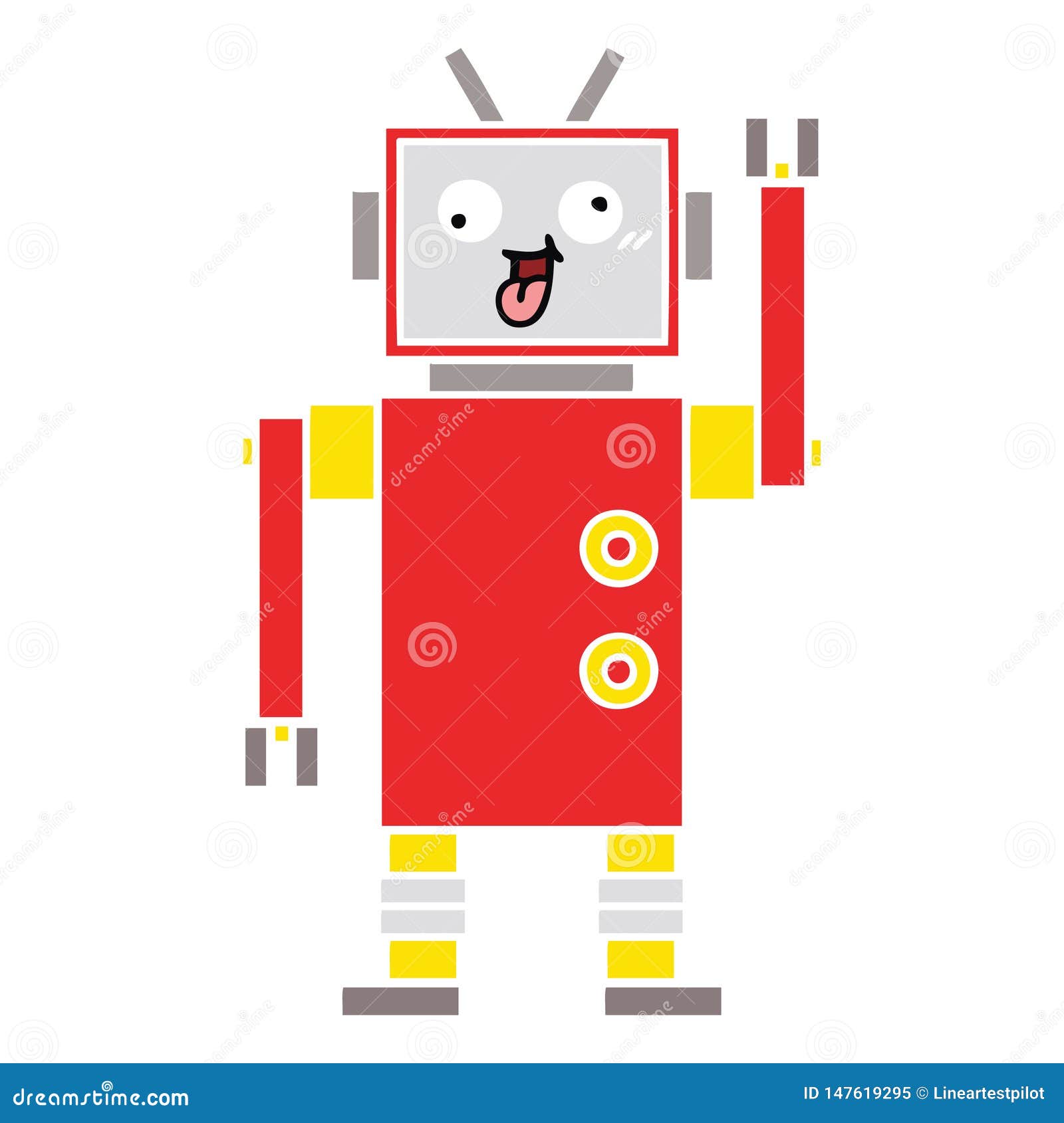 Crazy Robot Humanoid Mascot Vector Cartoon Illustration | CartoonDealer ...