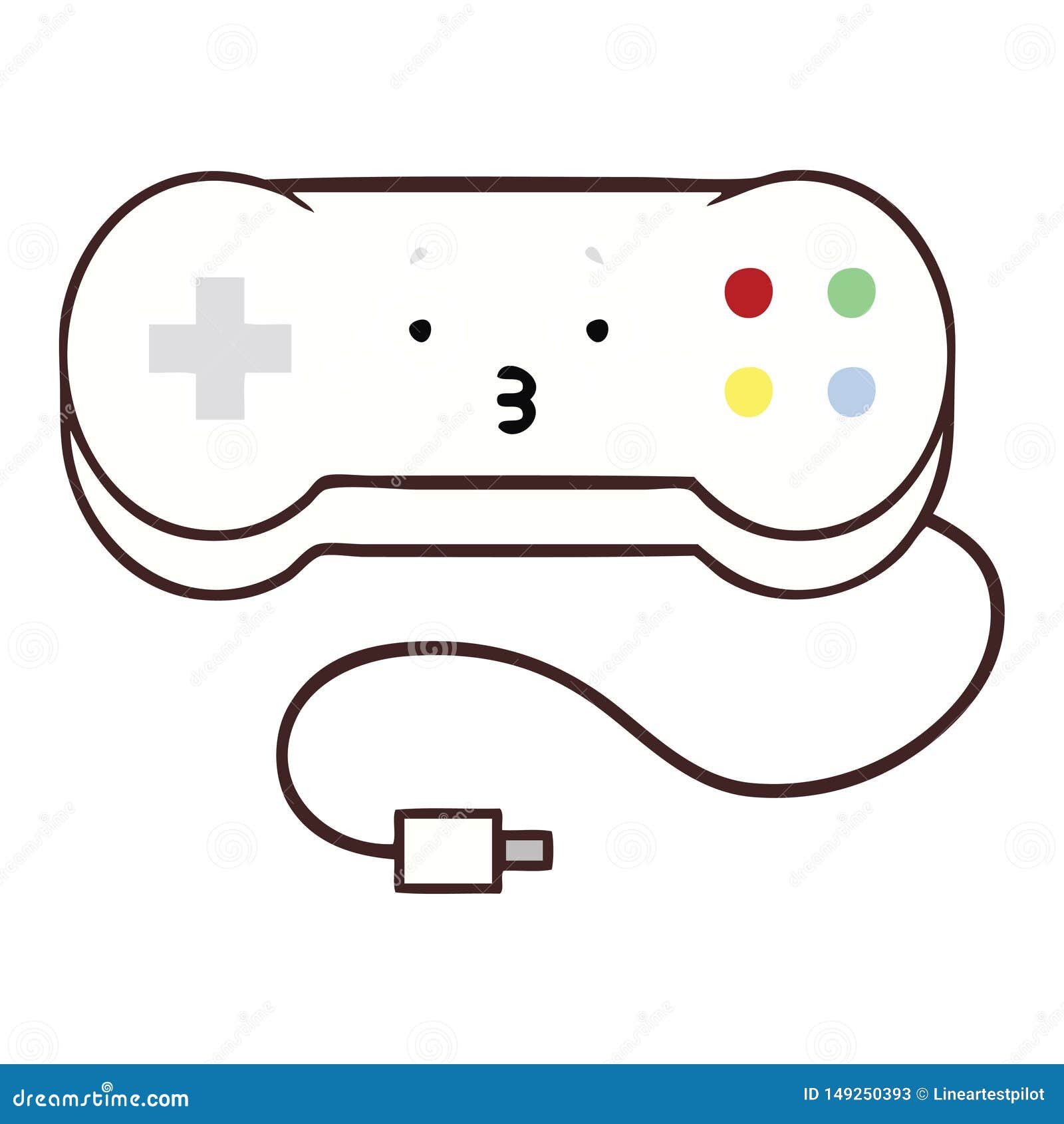 Flat Color Retro Cartoon Game Controller Stock Vector - Illustration of ...