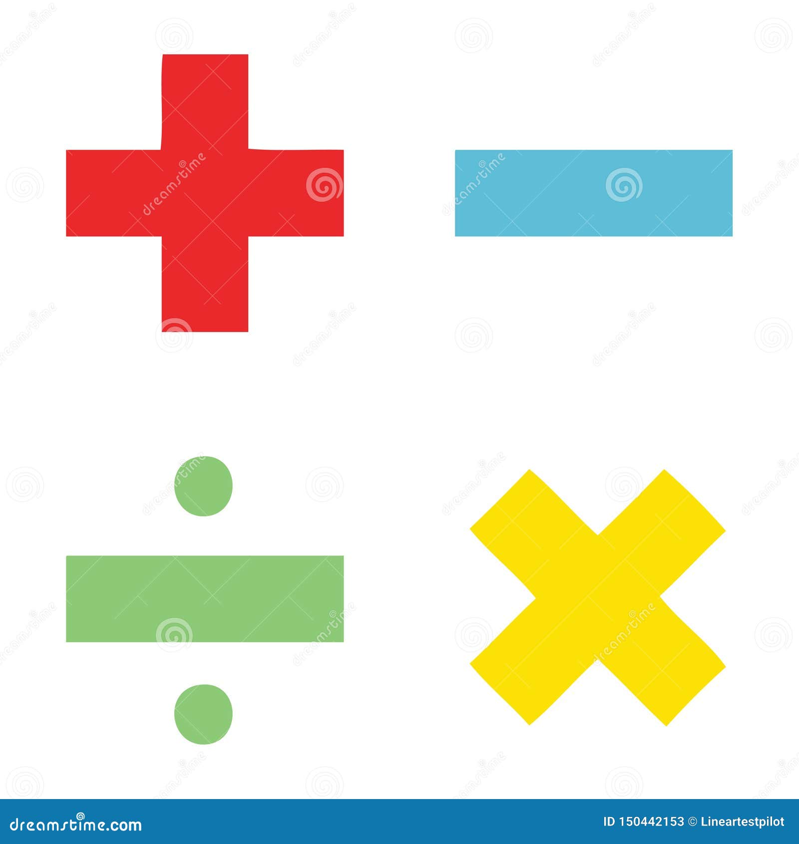 Cute Cartoon Of A Math Symbols Stock Vector Illustration